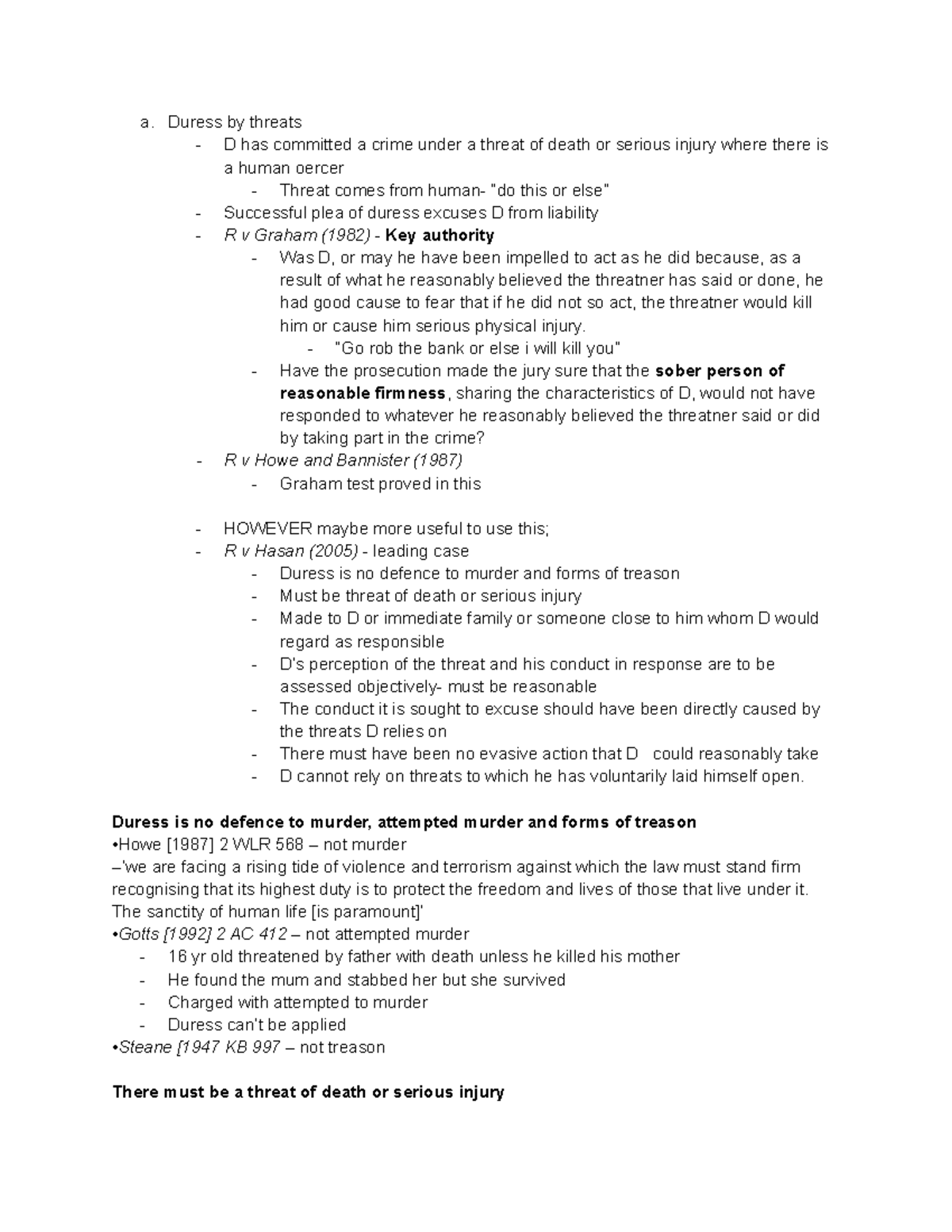 Duress - Detailed notes on the relevant legislations, cases and ...