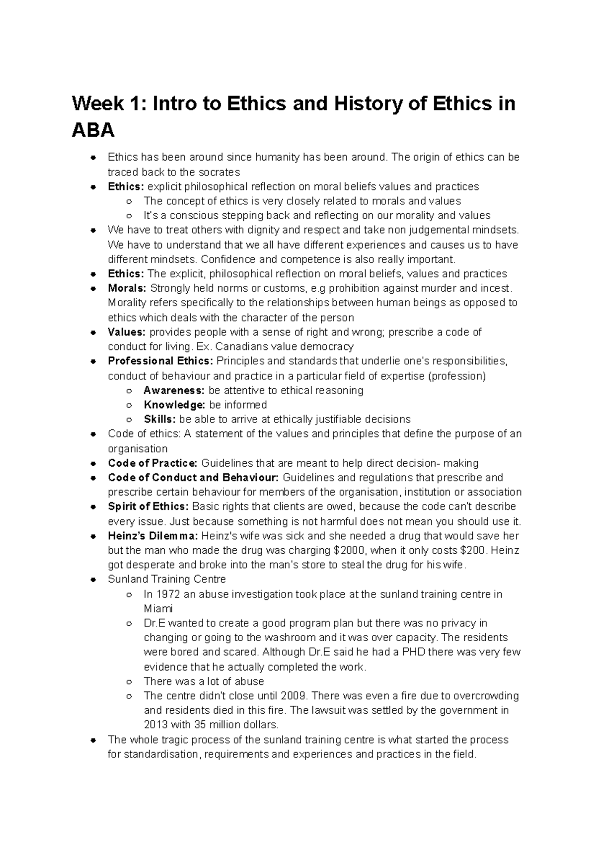 Ethics Exam Notes - Week 1: Intro to Ethics and History of Ethics in ...