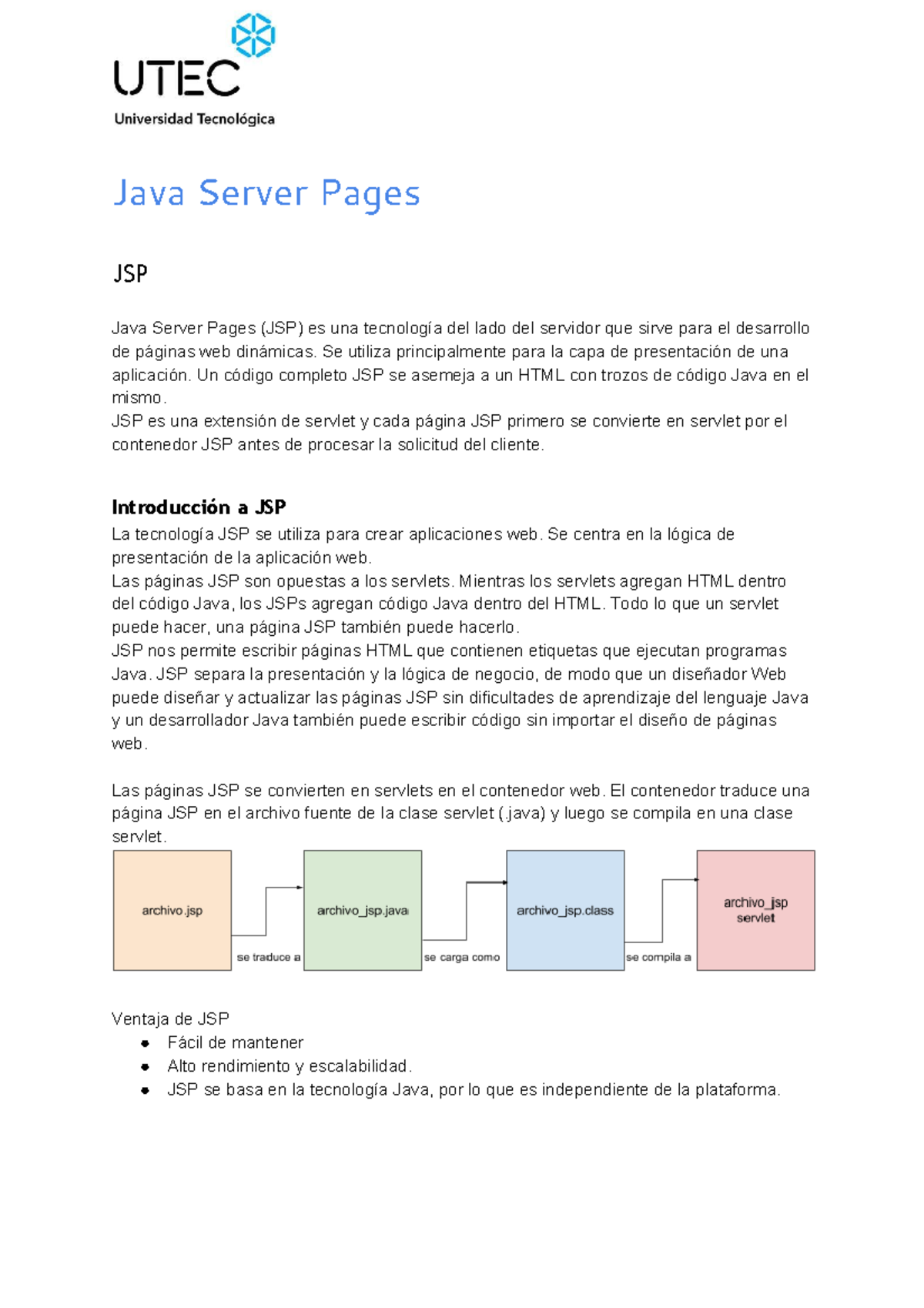 Semana 1 - 5 - JSP - Java Server Pages (JSP) es una tecnología del lado ...