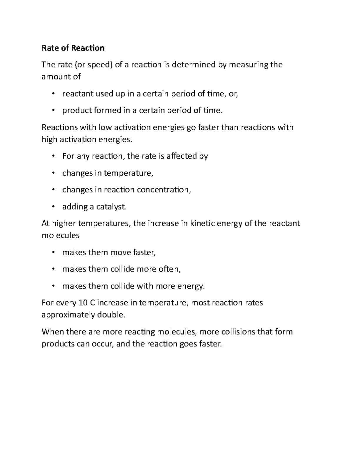 Slide show 5 - Rate of Reaction The rate (or speed) of a reaction is ...