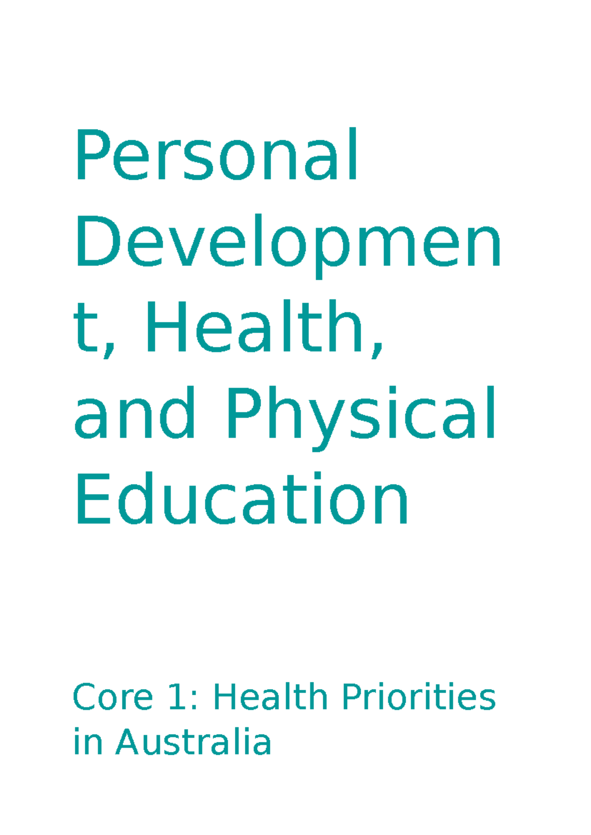 Year 12 PDHPE study notes- in depth - Personal Developmen t, Health ...