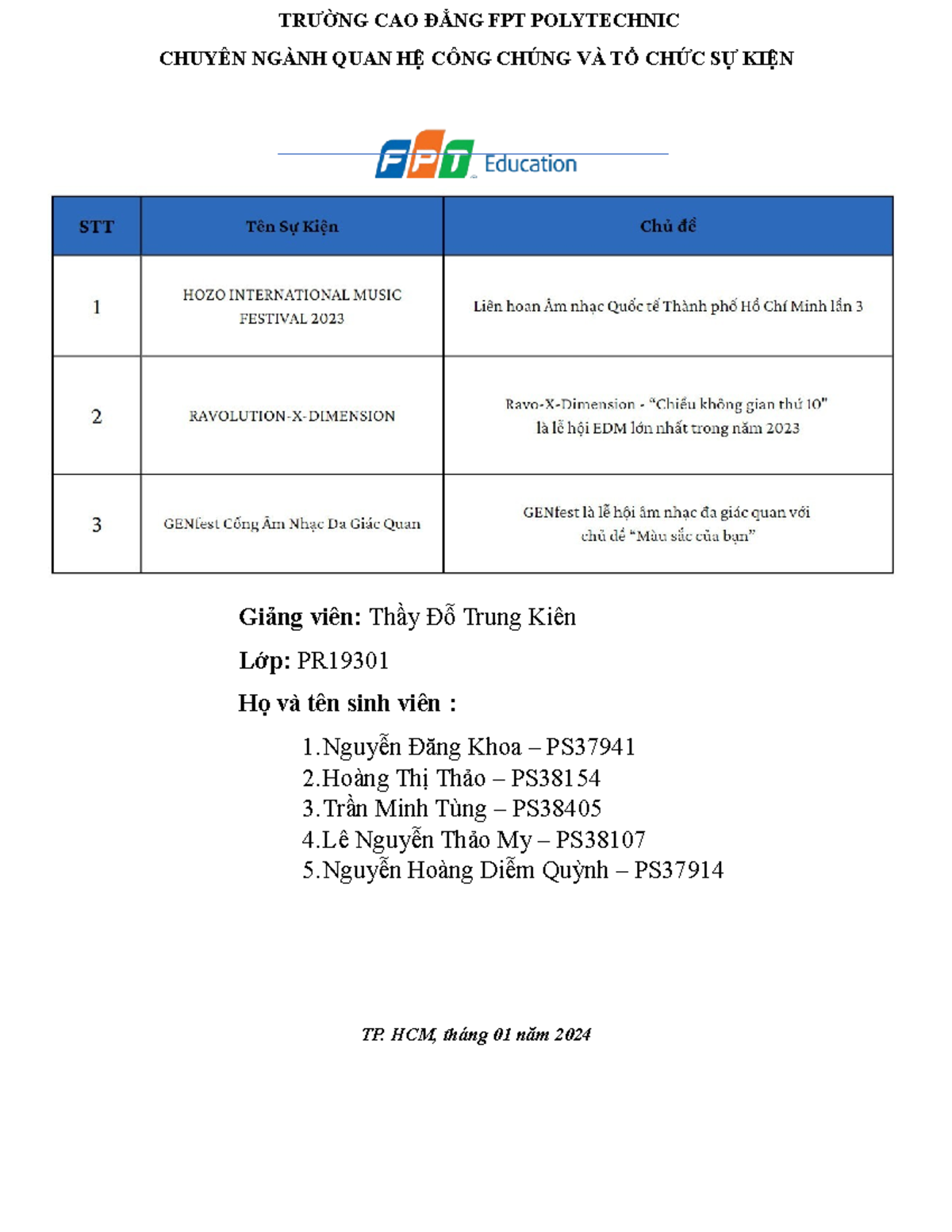 PR19301 NHÓM 1 ASM KNST - Phân tích Genfest - CHƯƠNG 1: LỰA CHỌN VÀ ĐÁNH GIÁ CHỦ ĐỀ CỦA DỰ ÁN 1 ...