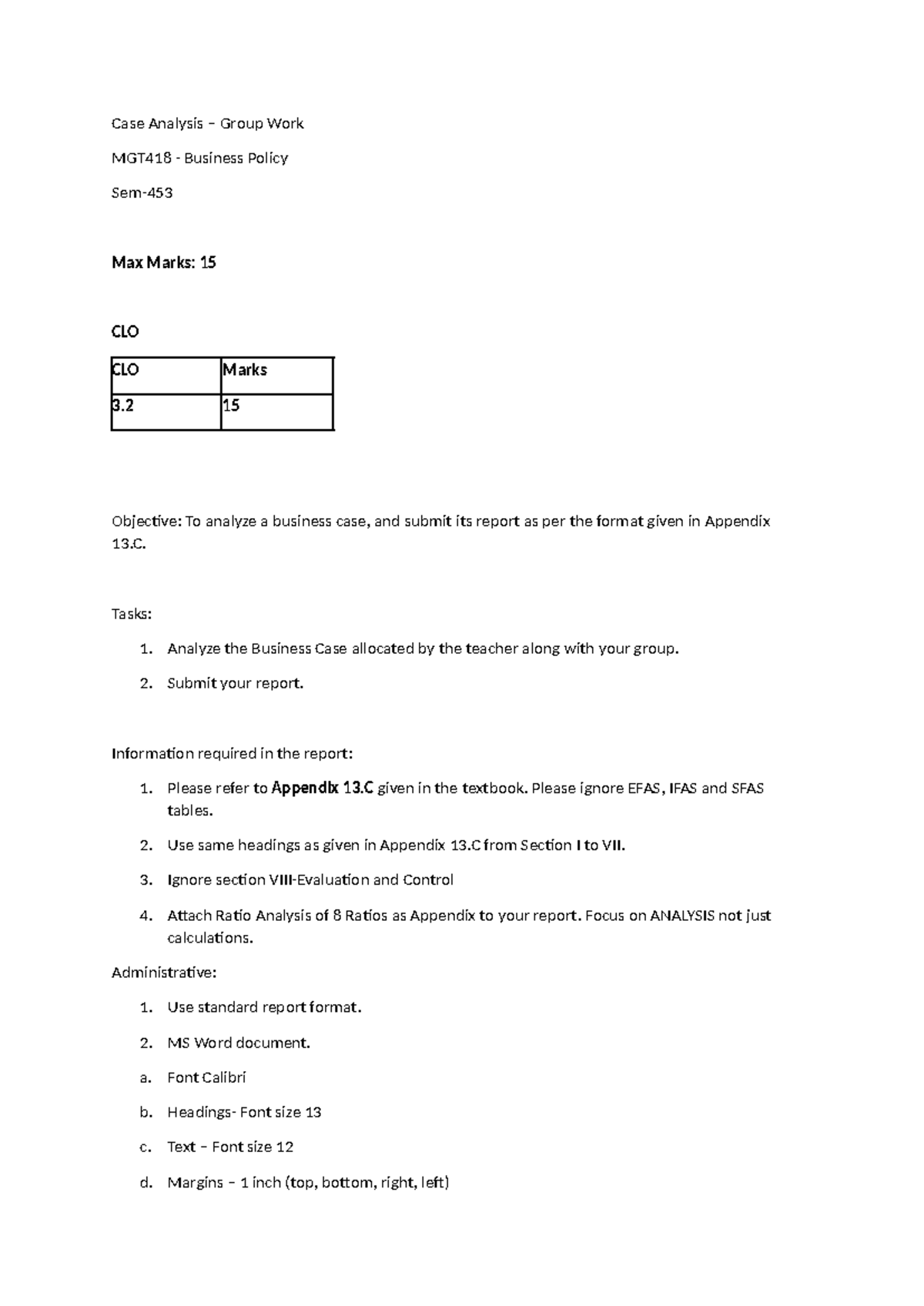 Assignment - Case Analysis – Group Work MGT418 - Business Policy Sem ...