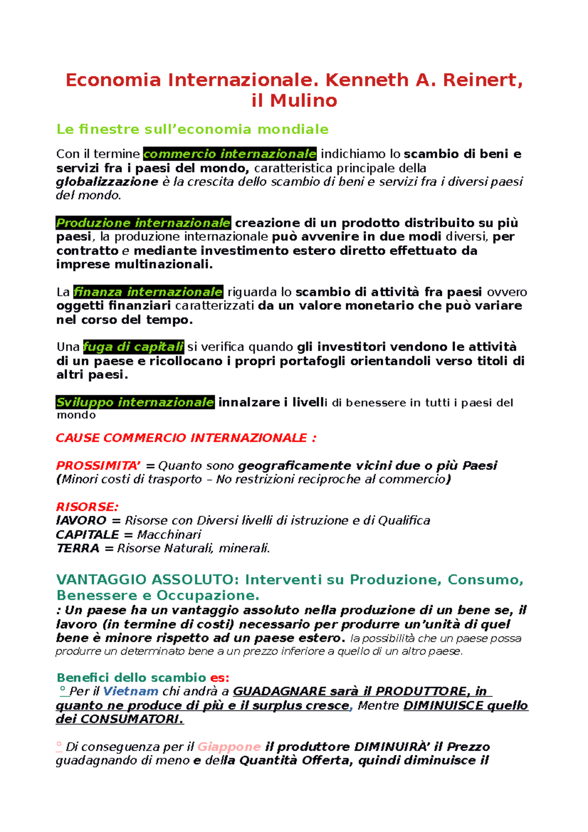 Economia internazionale - Kenneth A. Reinert, il Mulino - Economia ...