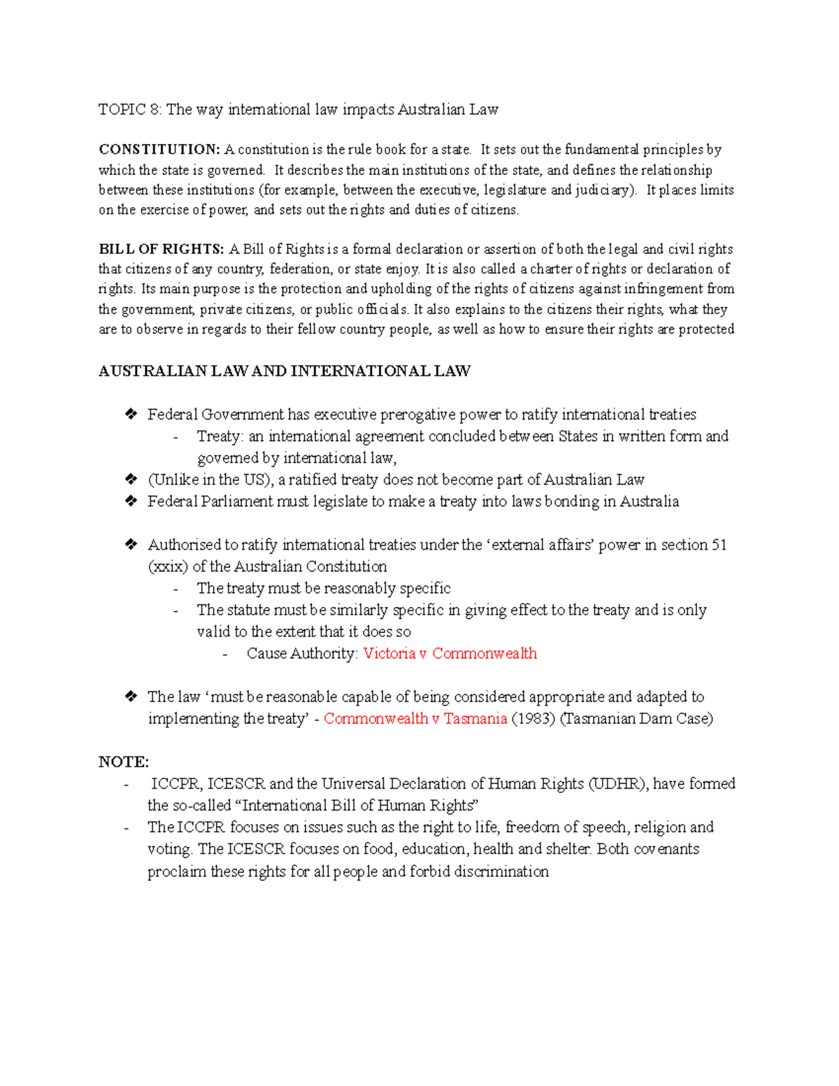 Human Rights Exam Prep - TOPIC 8: The way international law impacts ...