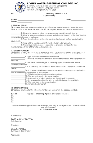 Curriculum Guide for TLE Grade 8 Cookery First Quarter with ...