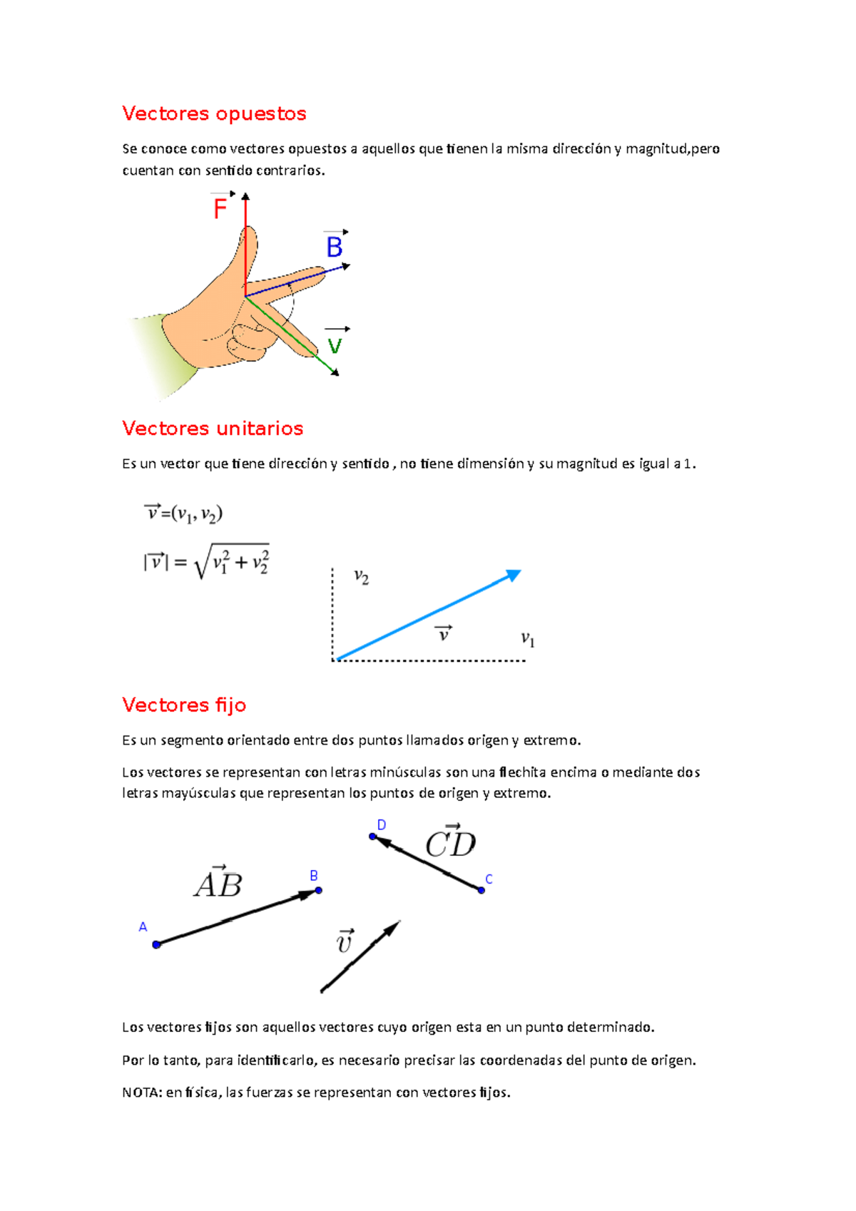 Vectores - Vectores unitarios Es un vector que tiene dirección y ...