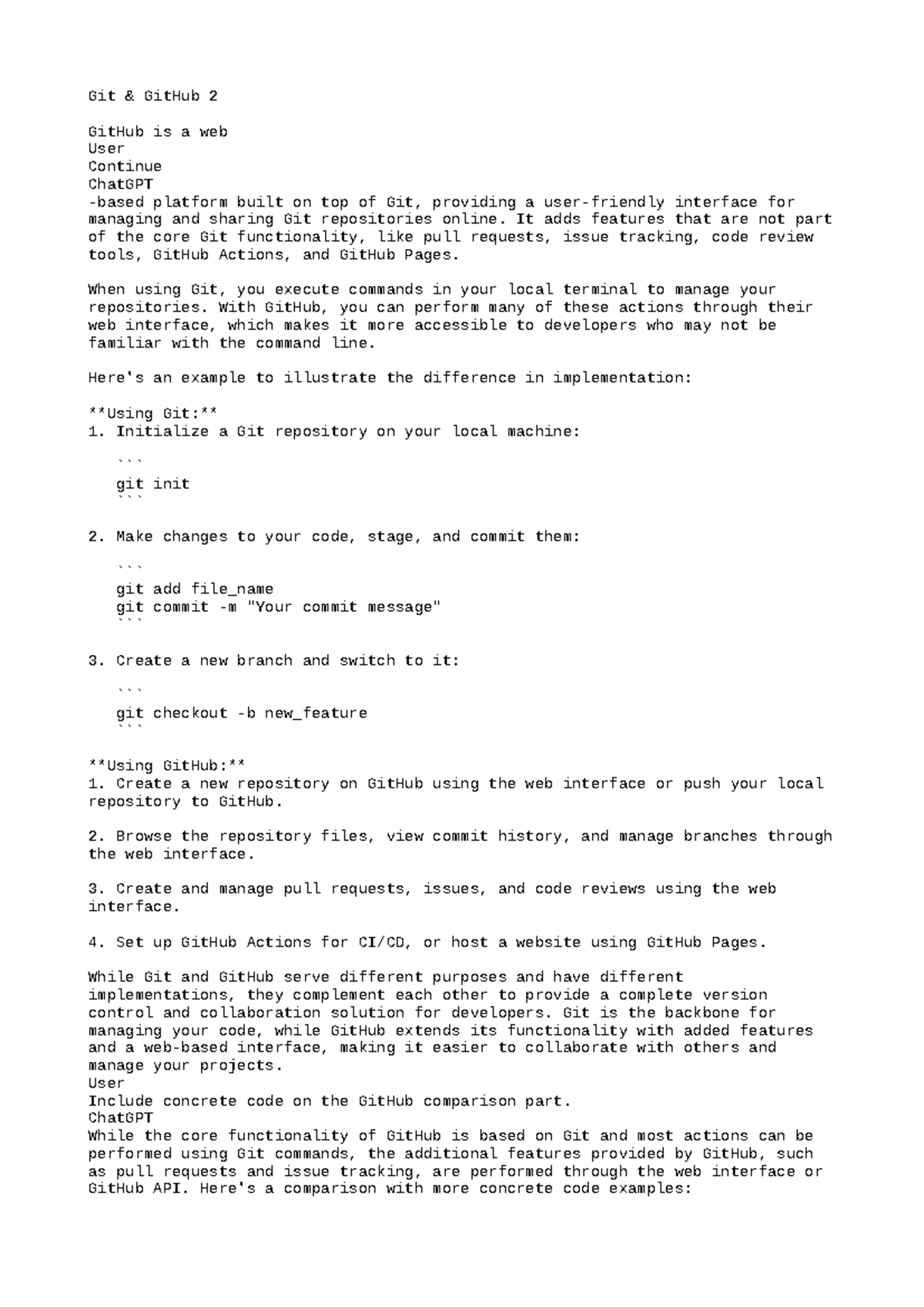 Version Control System Vls All Git And Github 2 Github Is A Web User Continue Chatgpt Based
