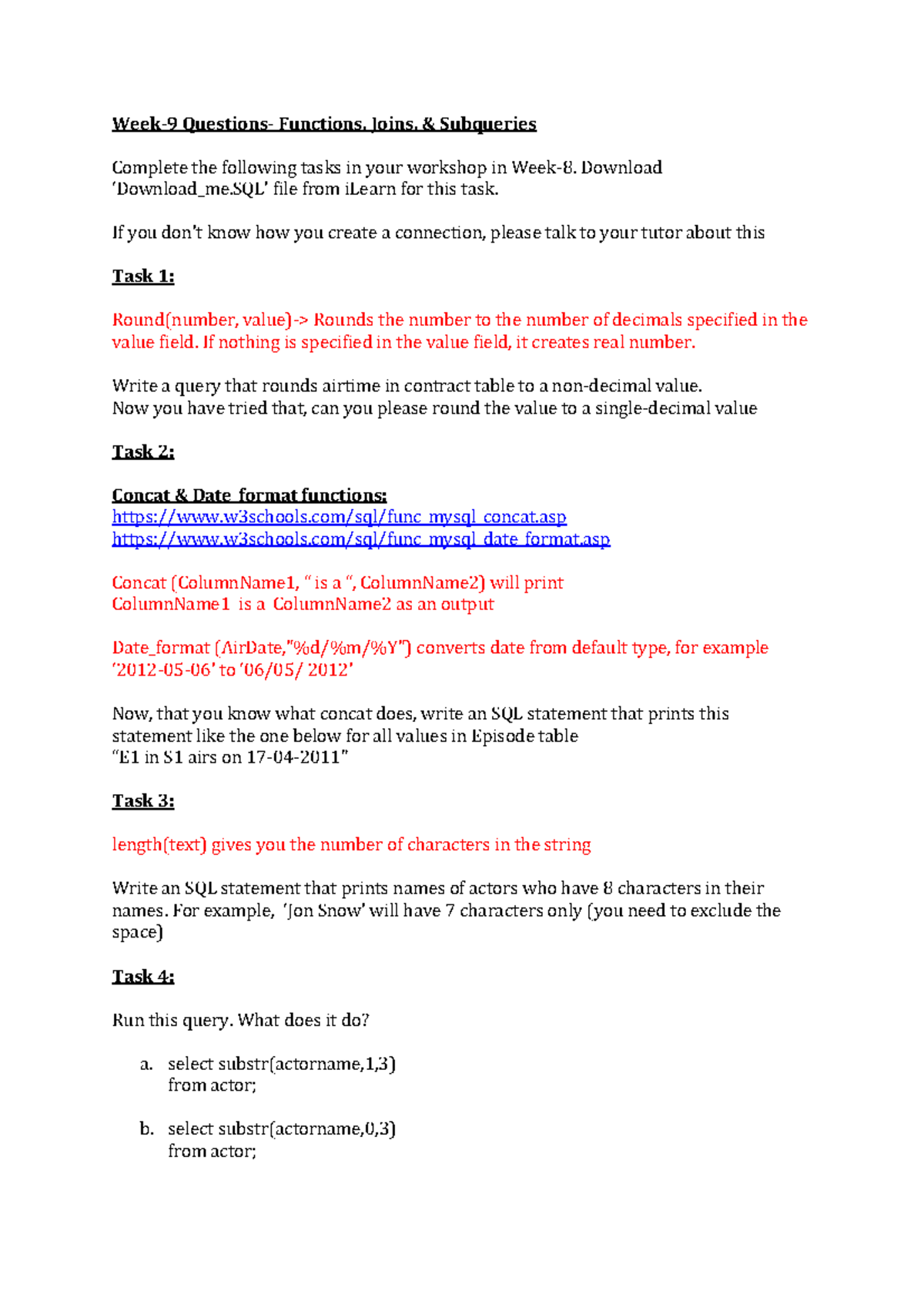 Workshop 9 Questions - Lecture notes - Week-9 Questions- Functions ...