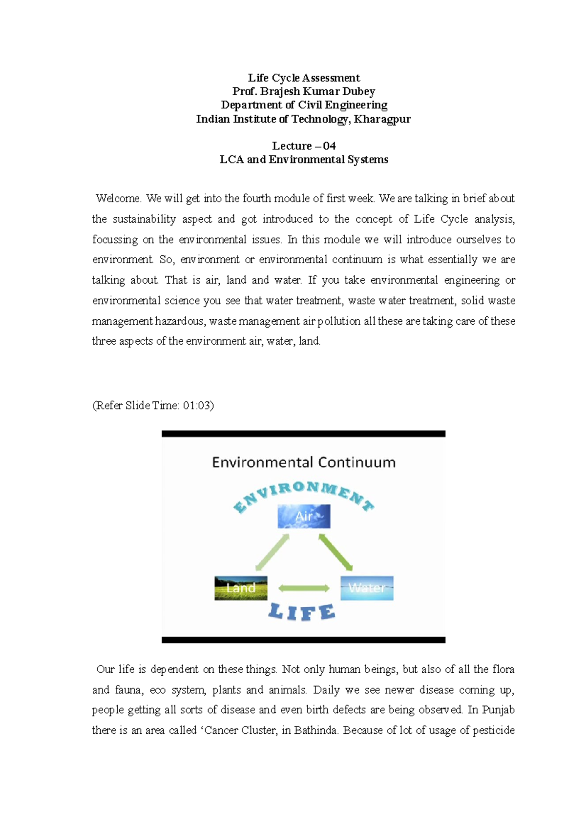 Lec4 - Notes - Life Cycle Assessment Prof. Brajesh Kumar Dubey ...