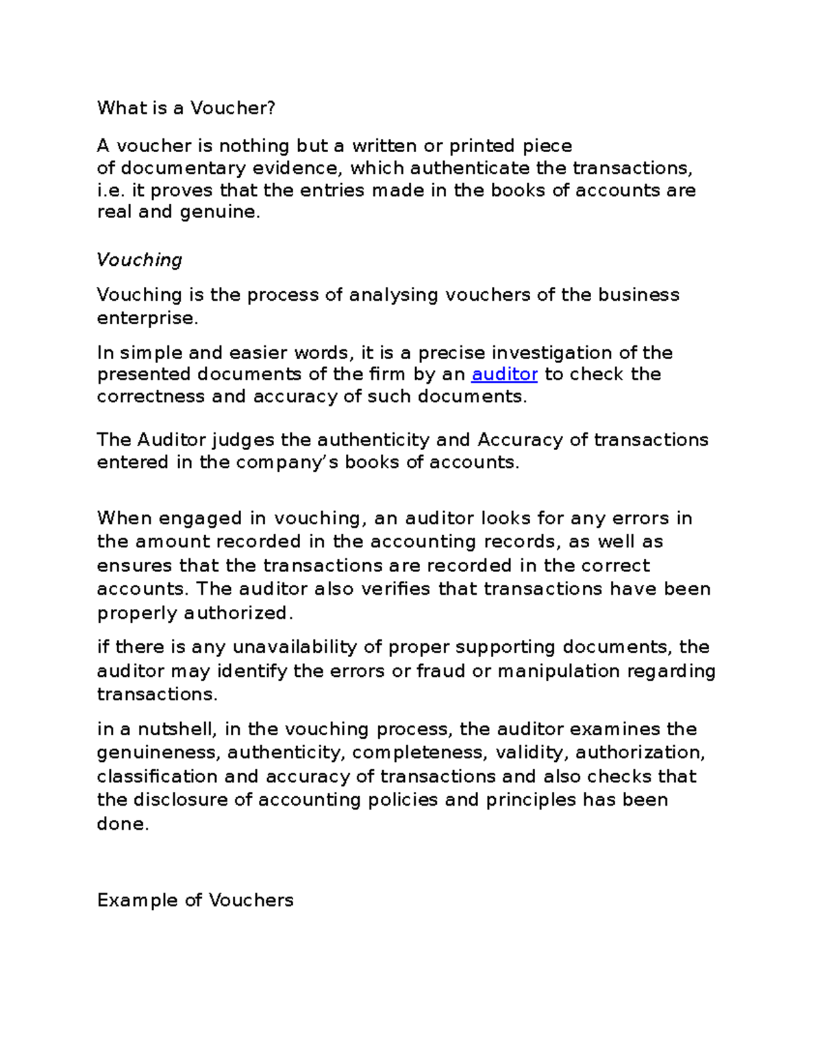 Vouchering - hand mate notes - What is a Voucher? A voucher is nothing ...