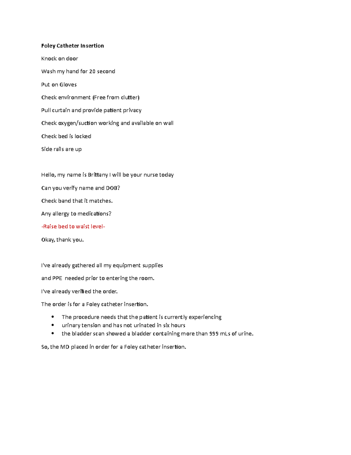 Foley Scripts - script to assist in practice - Foley Catheter Insertion ...