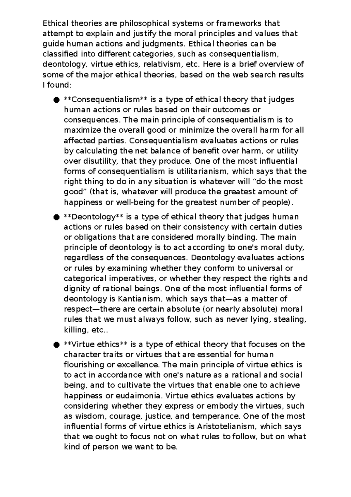 Ethical Theorie - ABOUT ETHICS - Ethical theories are philosophical ...