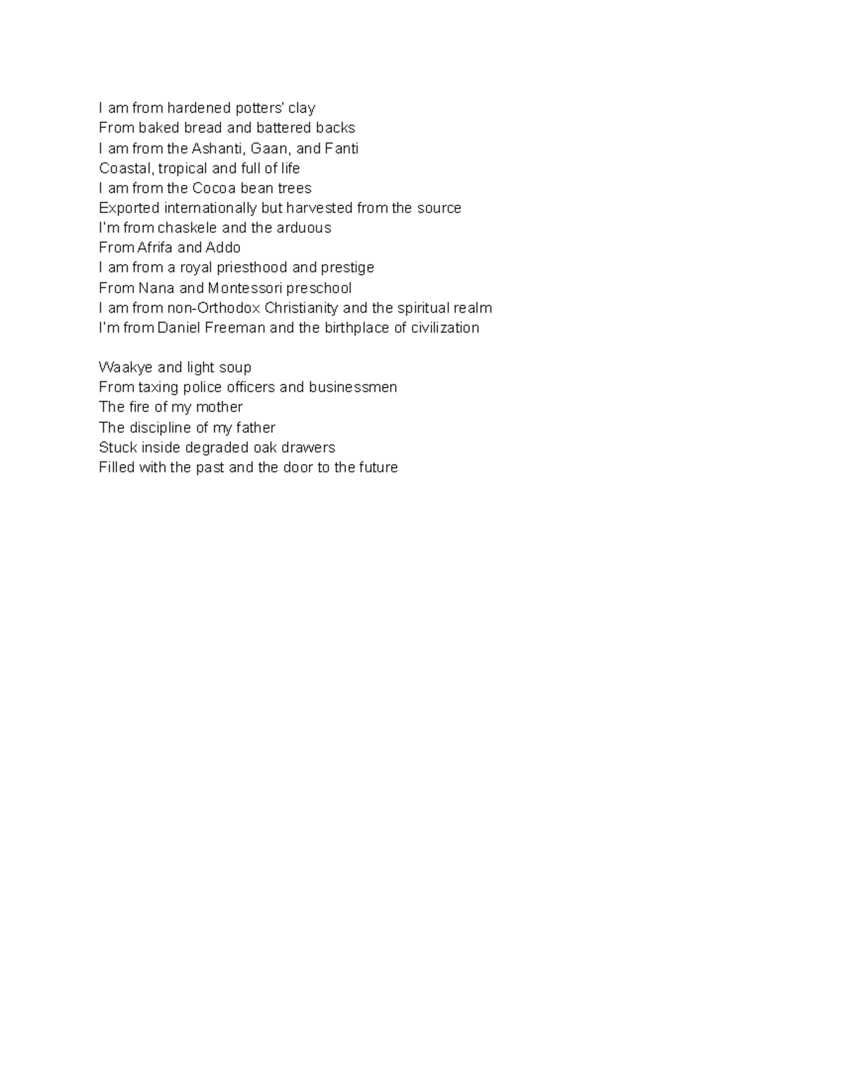 I Am From Poem - I Am Poem - I am from hardened potters’ clay From ...