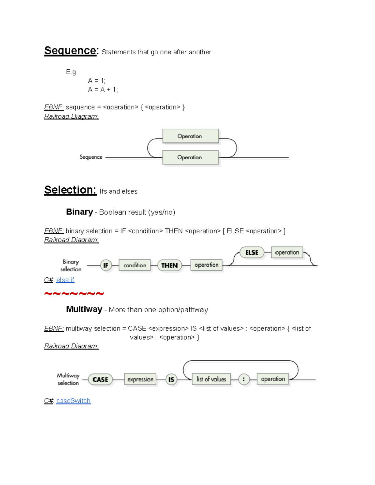 Chapter 5.2 Control Structures notes - Sequence: Statements that go one ...