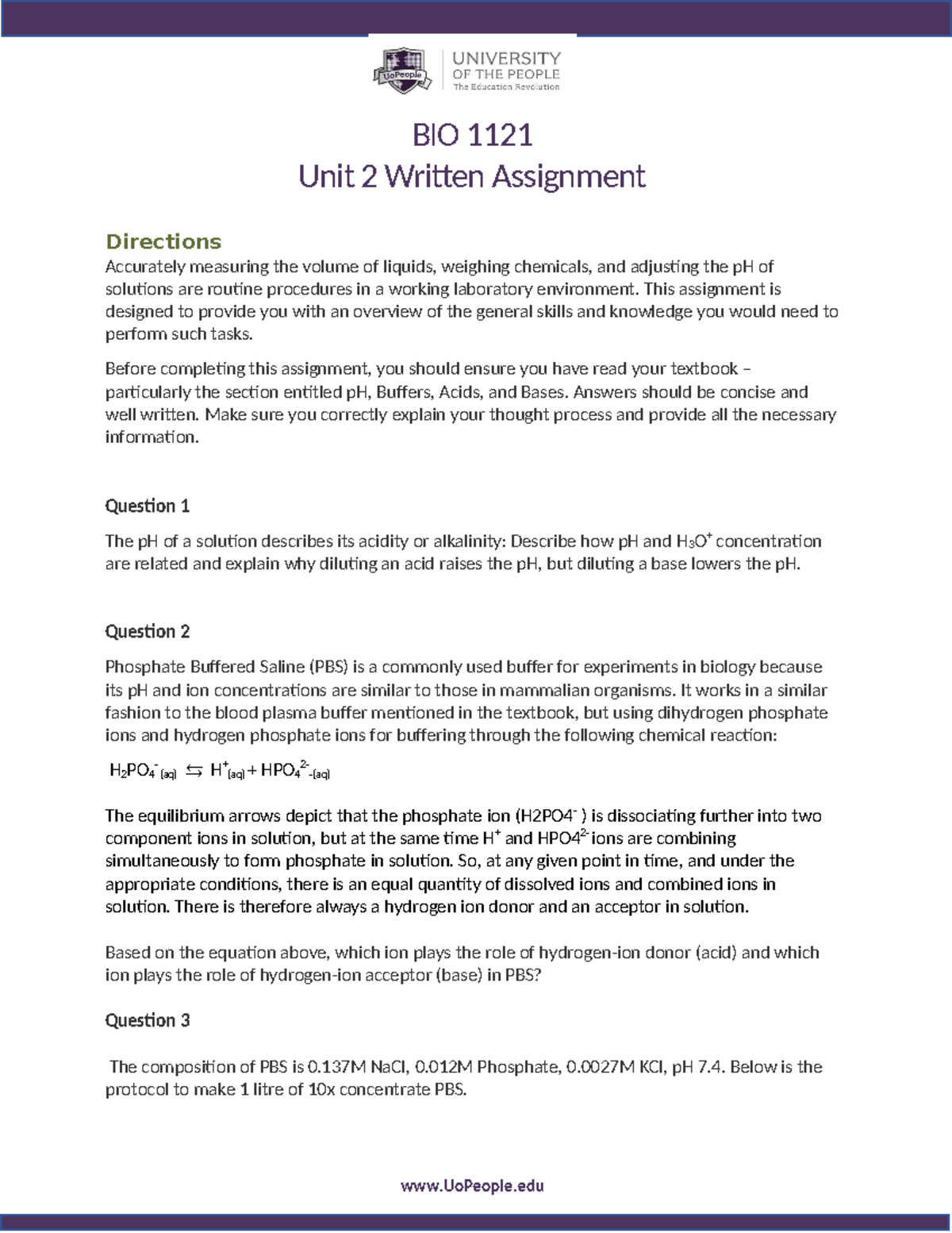 BIO 1121 Unit 2 Written Assignment - BIO 1121 Unit 2 Written Assignment Directions Accurately ...