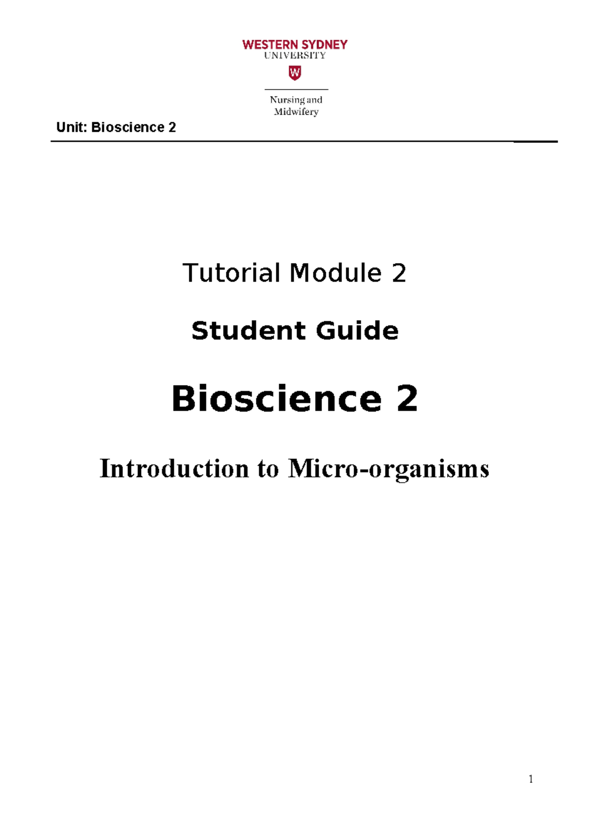 Module 2. Tutorial - answer Introduction to microorganisms - Tutorial Module 2 Student Guide ...