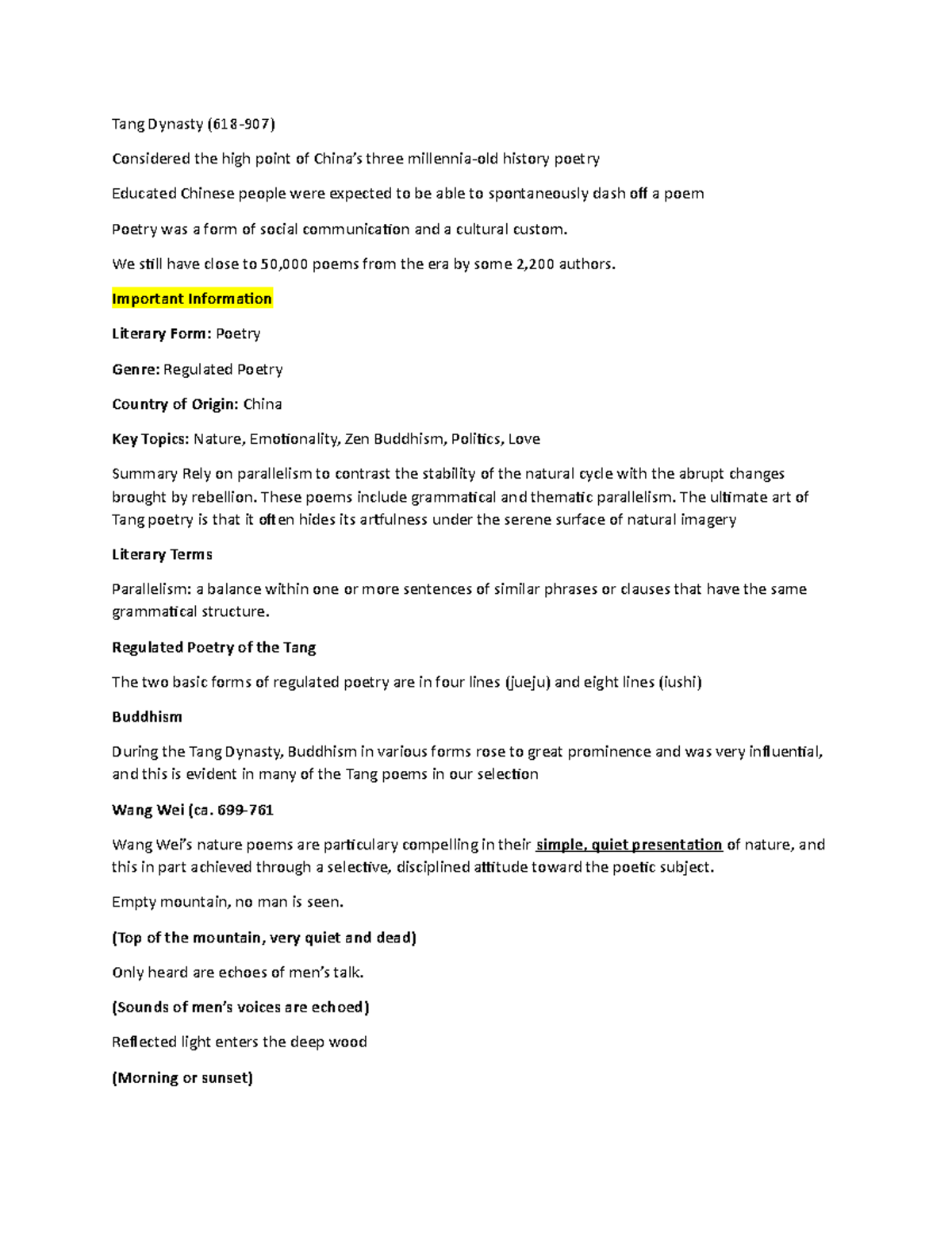 Tang Poetry - Overview and Key Definitions! - Tang Dynasty (618-907 ...