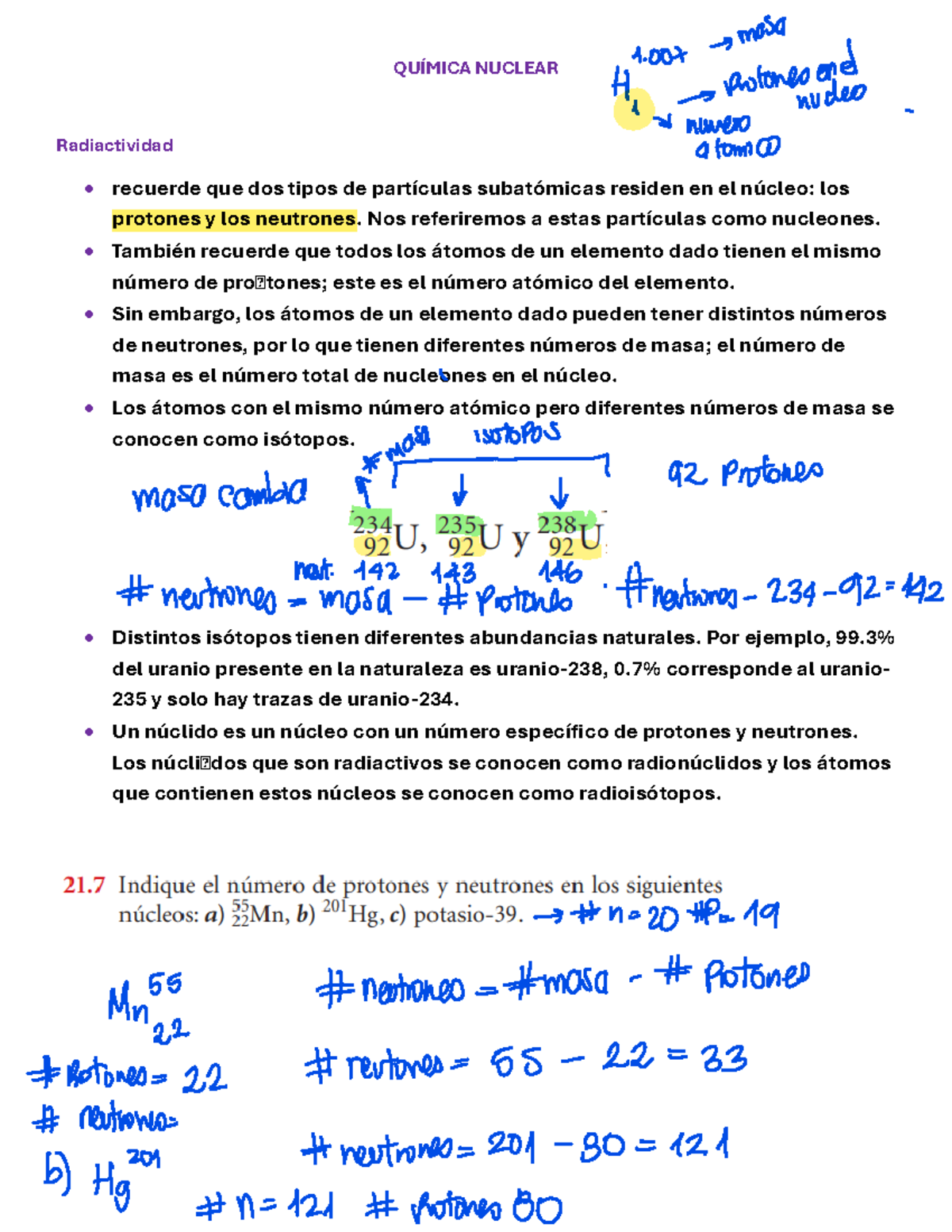 Química Nuclear - resumen y algunos ejercicios resueltos - QUÍMICA ...