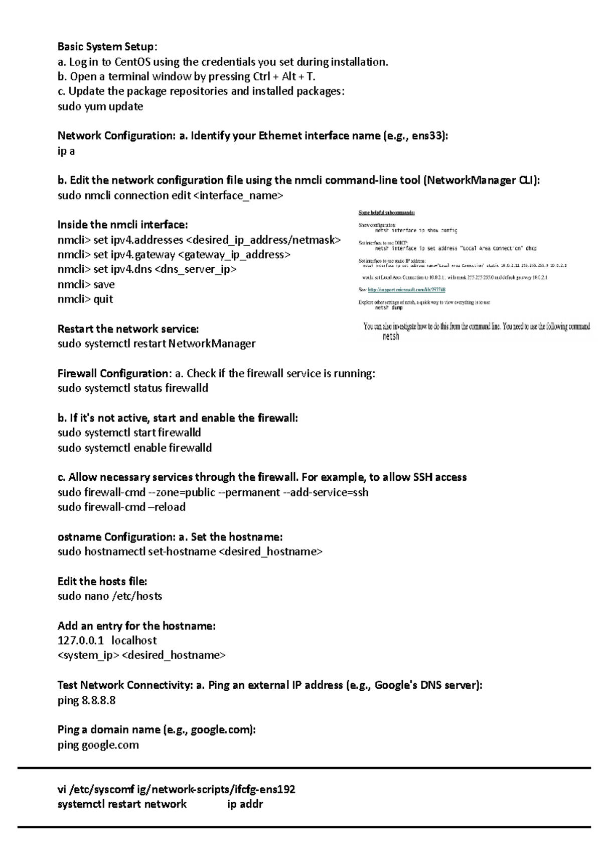 Basic System Setup - revision - Basic System Setup: a. Log in to CentOS using the credentials ...