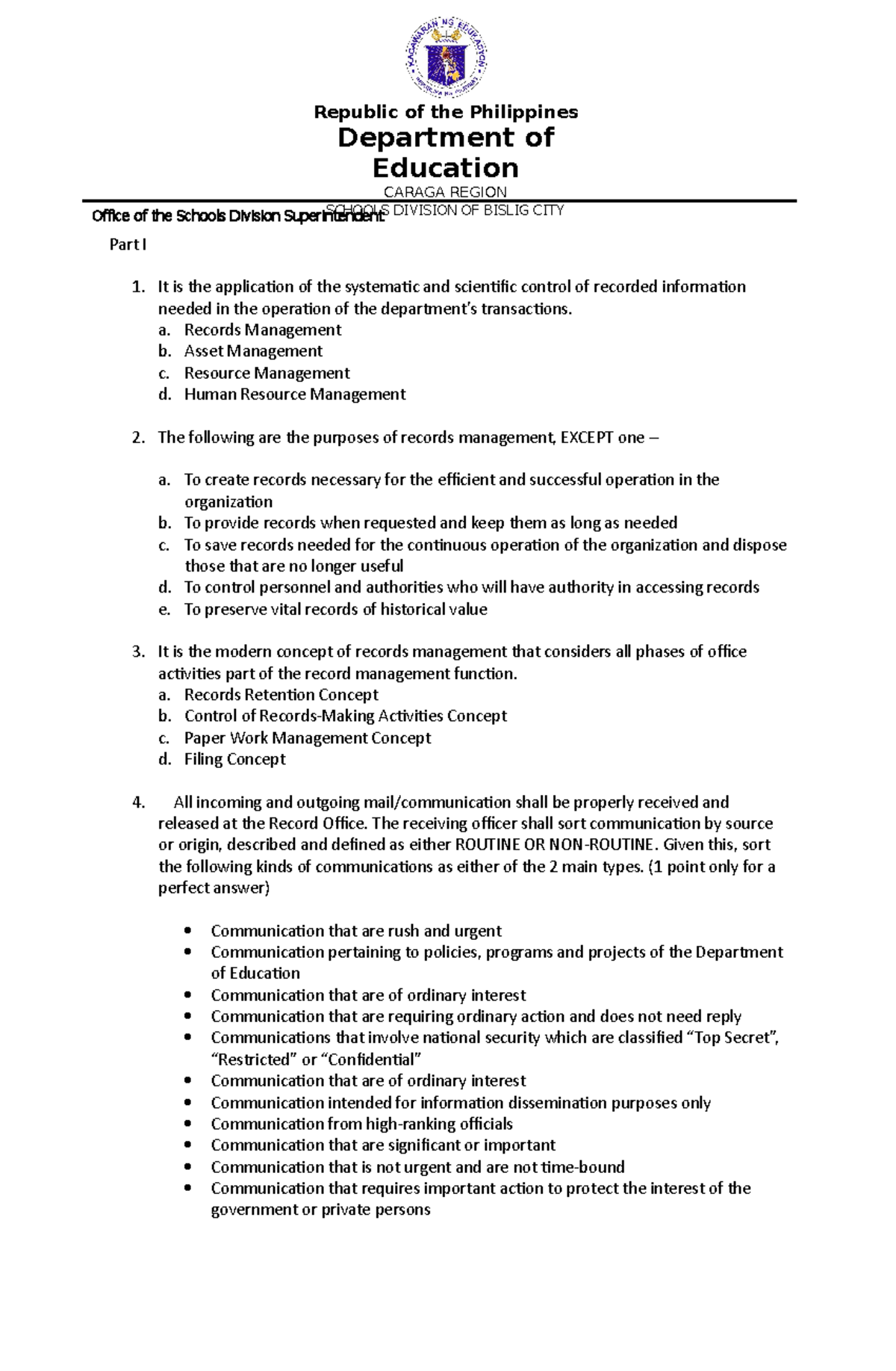 Written-Test AO-2 - This will help you. - Department of Education ...