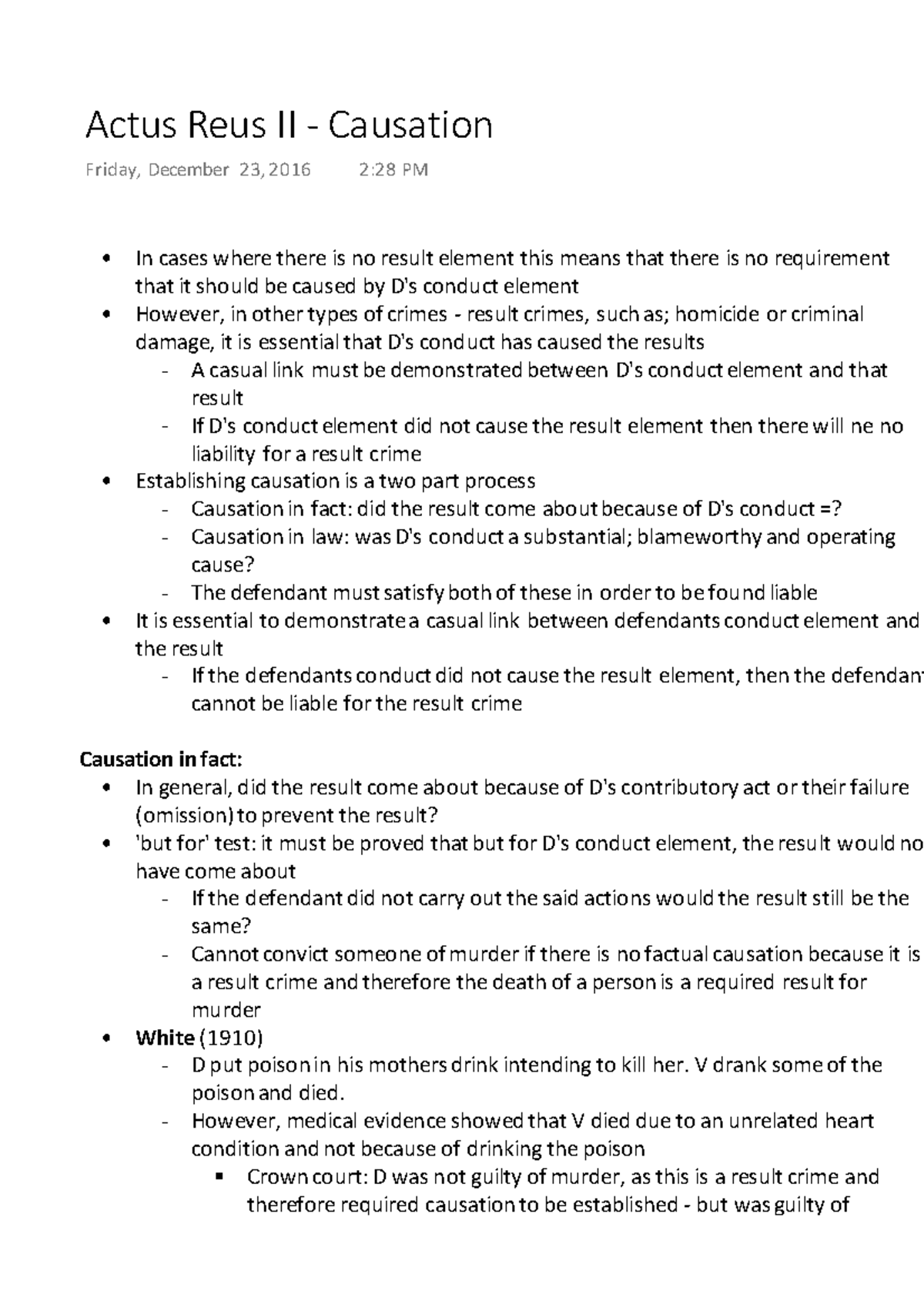 Criminal Law Lecture 3 Actus Reus II Causation In Cases Where criminal-law-lecture-3-actus-reus-ii-causation-in-cases-where