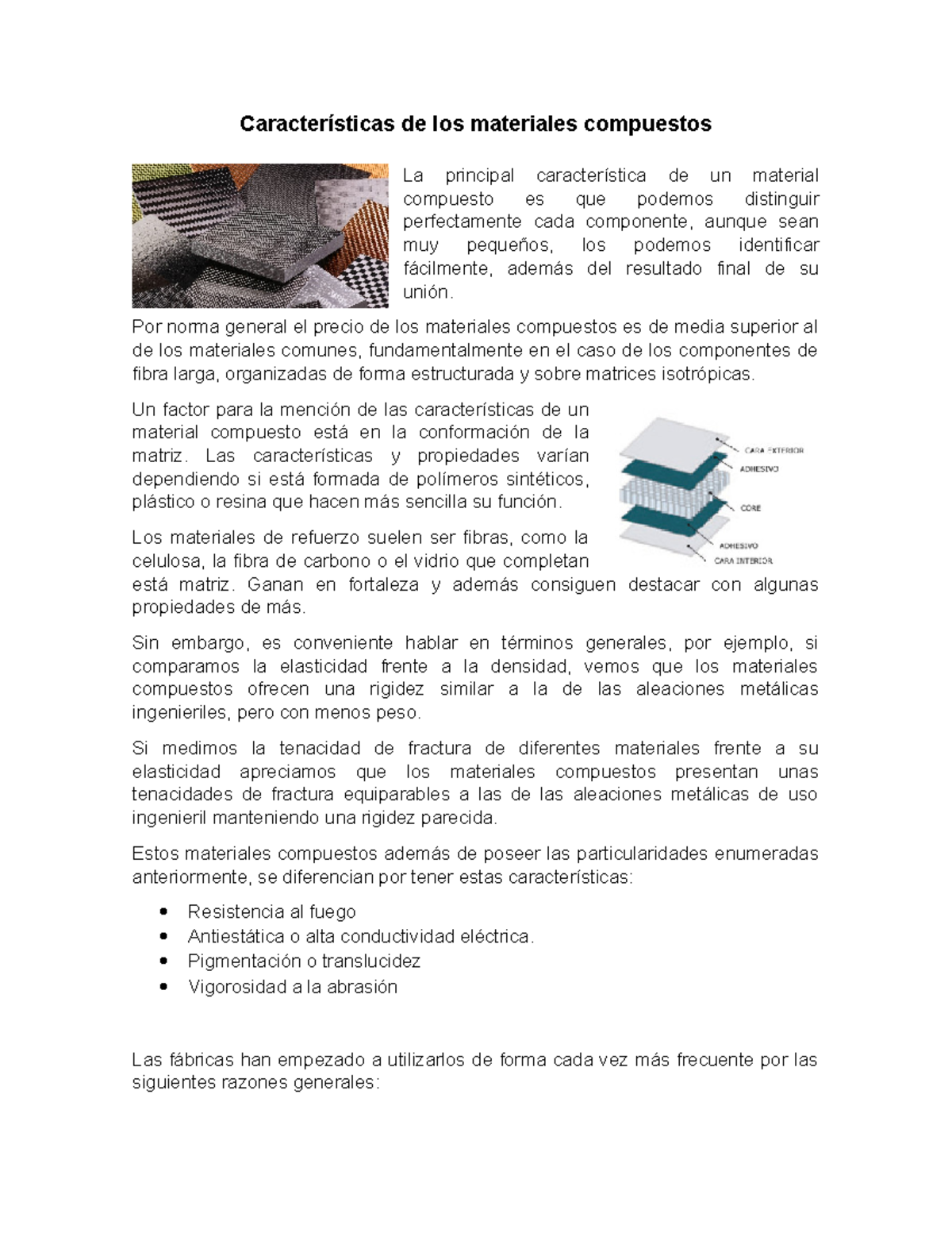 Características de los materiales compuestos - Características de los ...