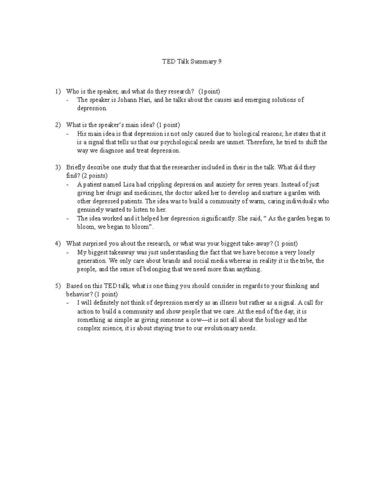 TED Talk Summary 9 - Instructor: Sara Botto - TED Talk Summary 9 Who is ...