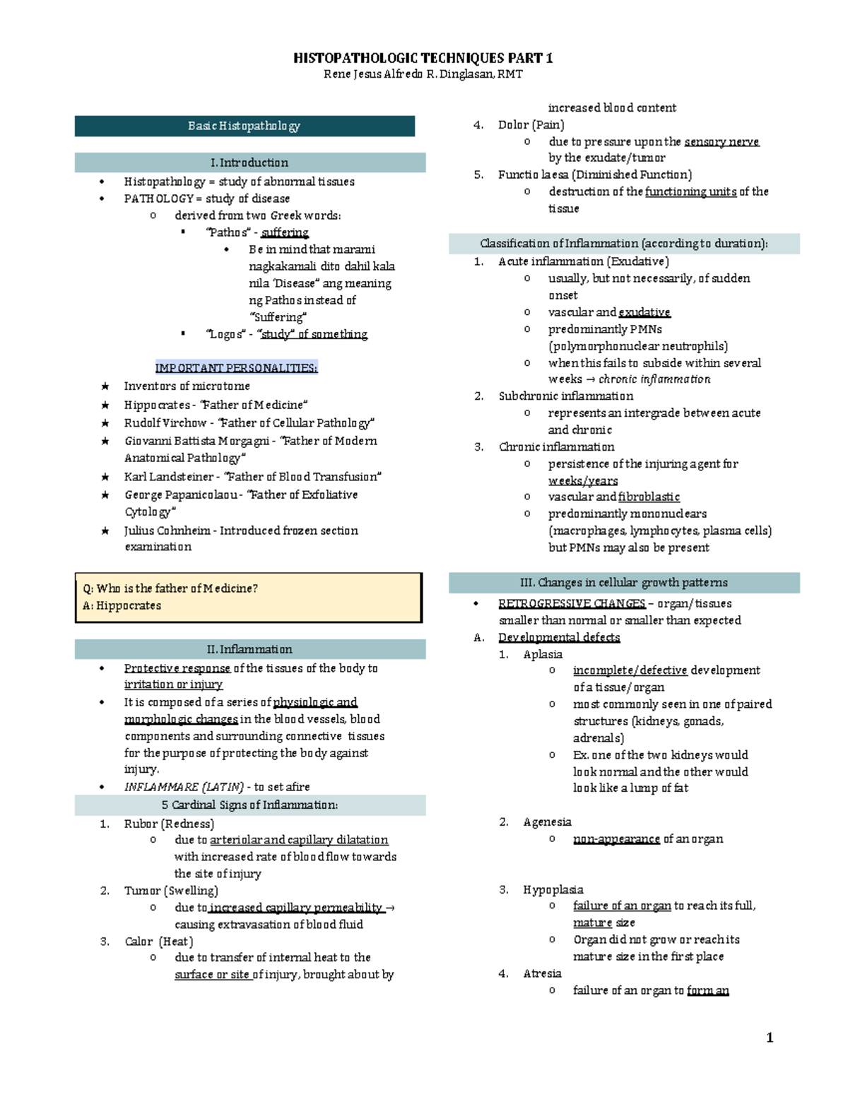 Histopathologic techniques - Rene Jesus Alfredo R. Dinglasan, RMT Basic ...