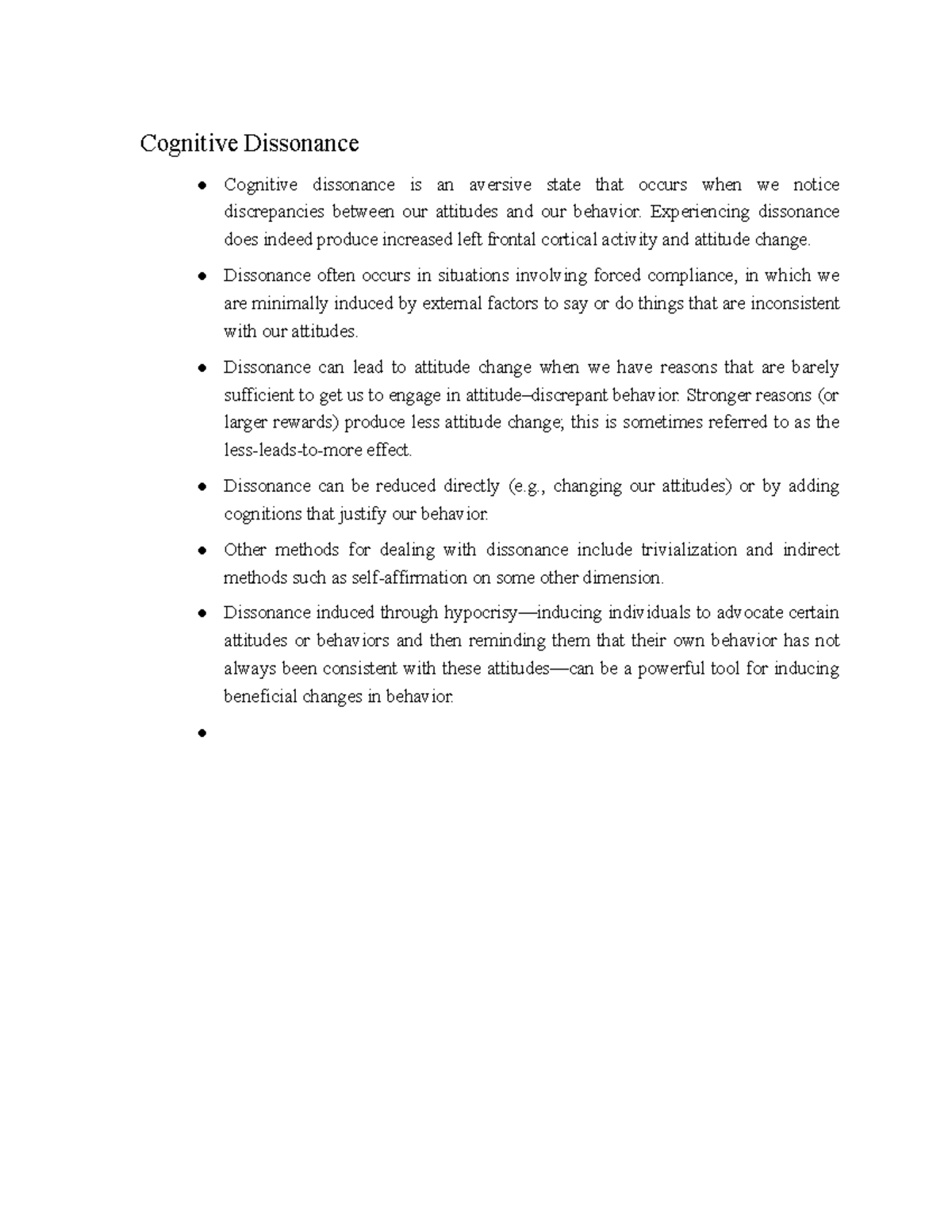 Cognitive dissonance - unit 2 - Cognitive Dissonance Cognitive ...