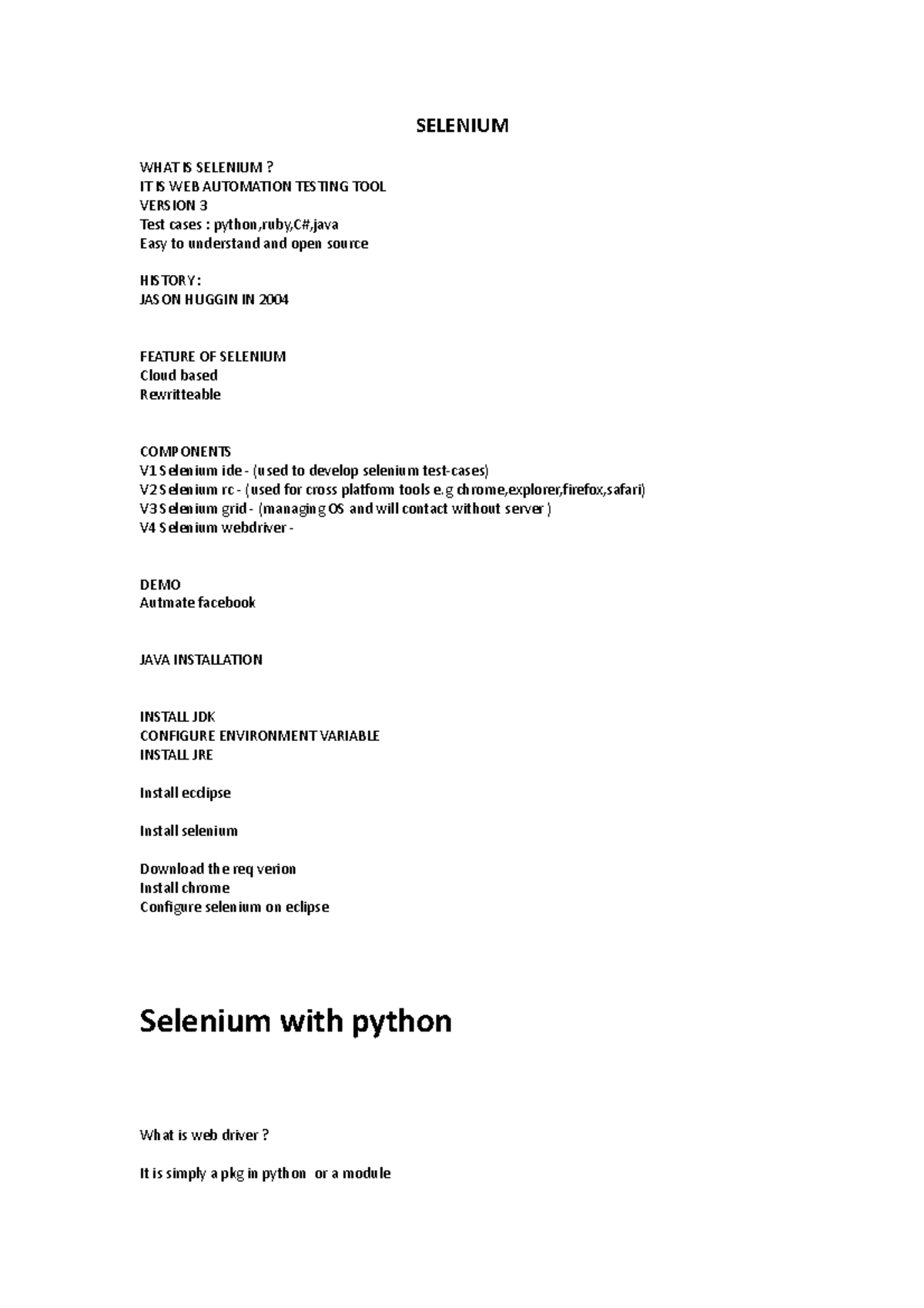 Selenium - good exerience - SELENIUM WHAT IS SELENIUM? IT IS WEB ...