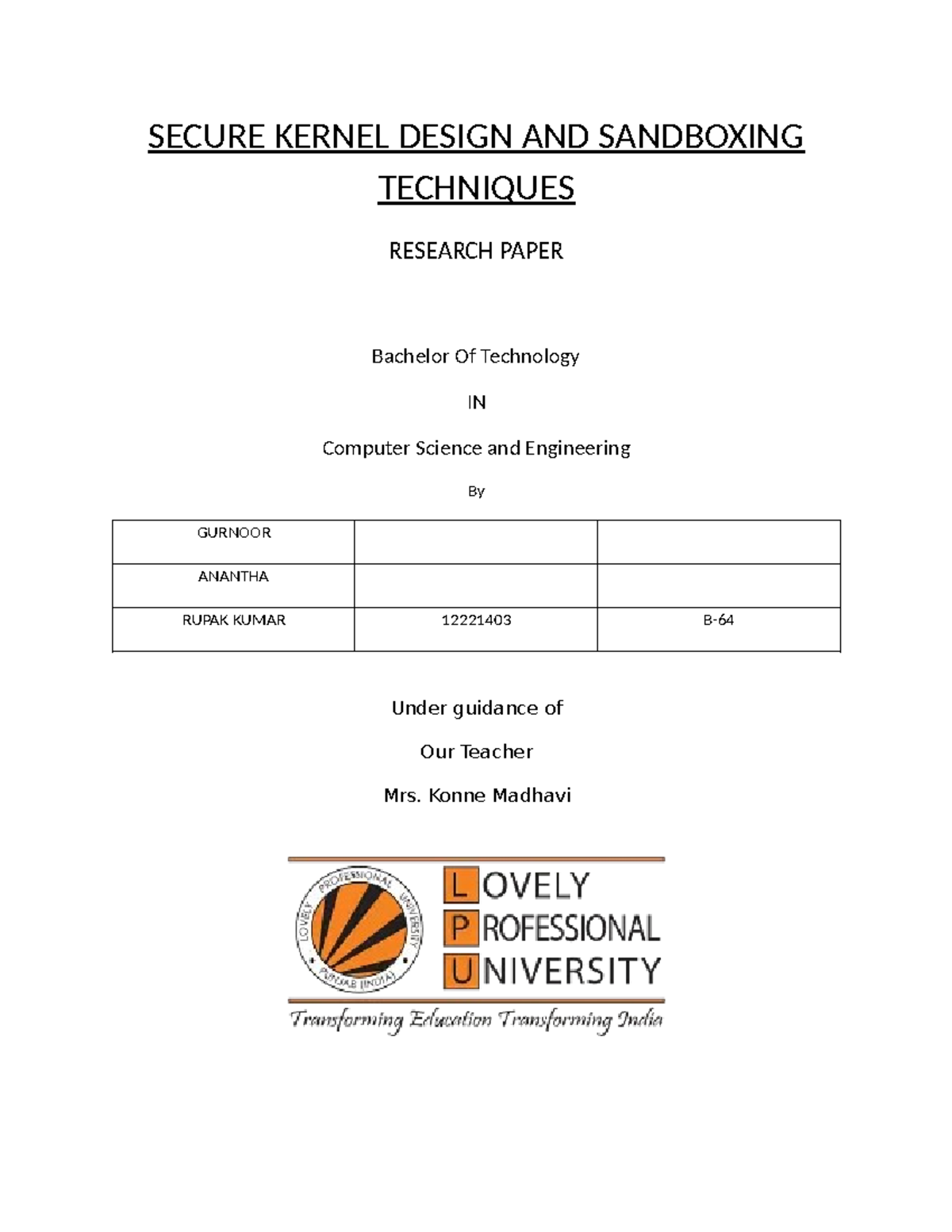 CSE316 Termpaper - SECURE KERNEL DESIGN AND SANDBOXING TECHNIQUES ...