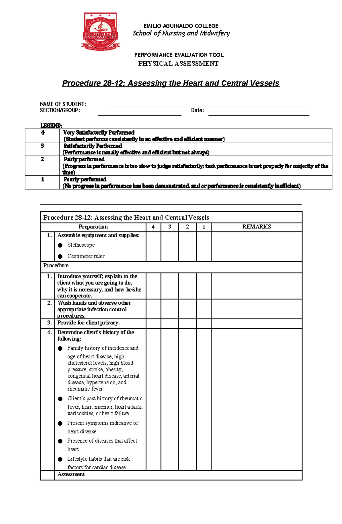 Procedure 28-12 Assessing the Heart and Central Vessels - EMILIO ...