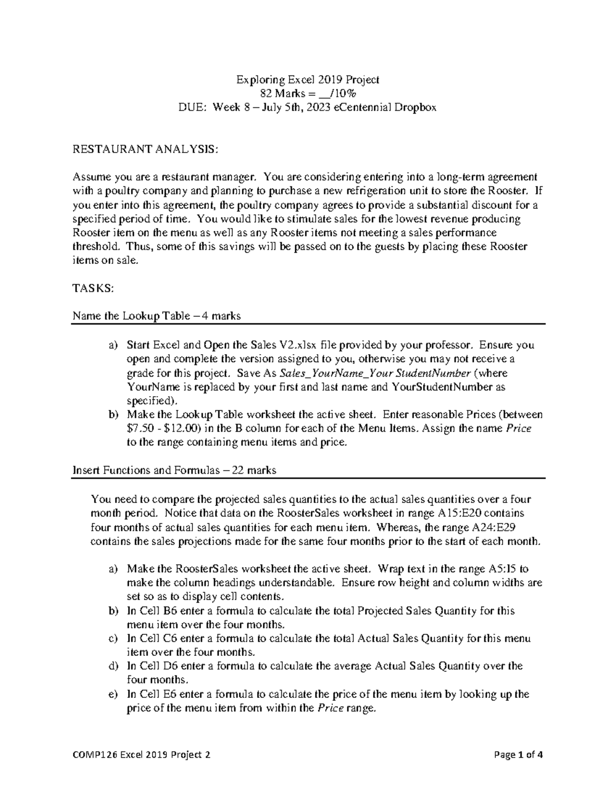 Excel Assign 2 Instructions-402-016 M23 - Exploring Excel 2019 Project ...