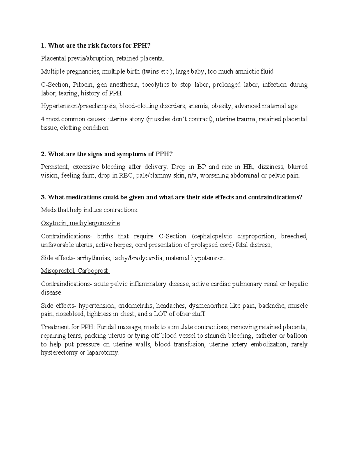 SIMS 2 OB - Second OB SIM PPH - What are the risk factors for PPH ...