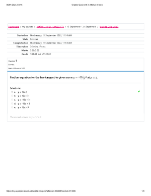 Calculus Self-Quiz Unit 2 Attempt review - Started on Wednesday, 14 ...