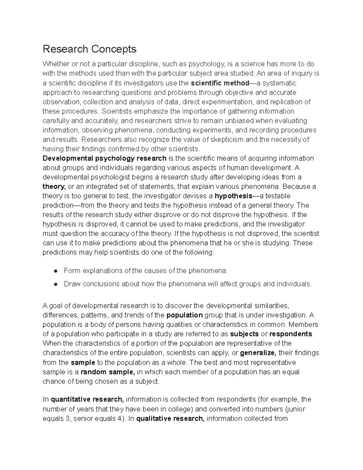 Developmental psychology research - Research Concepts Whether or not a ...