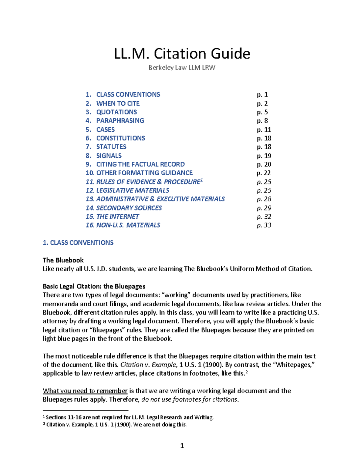 LLM LRW Citation Guide - LL. Citation Guide Berkeley Law LLM LRW CLASS ...