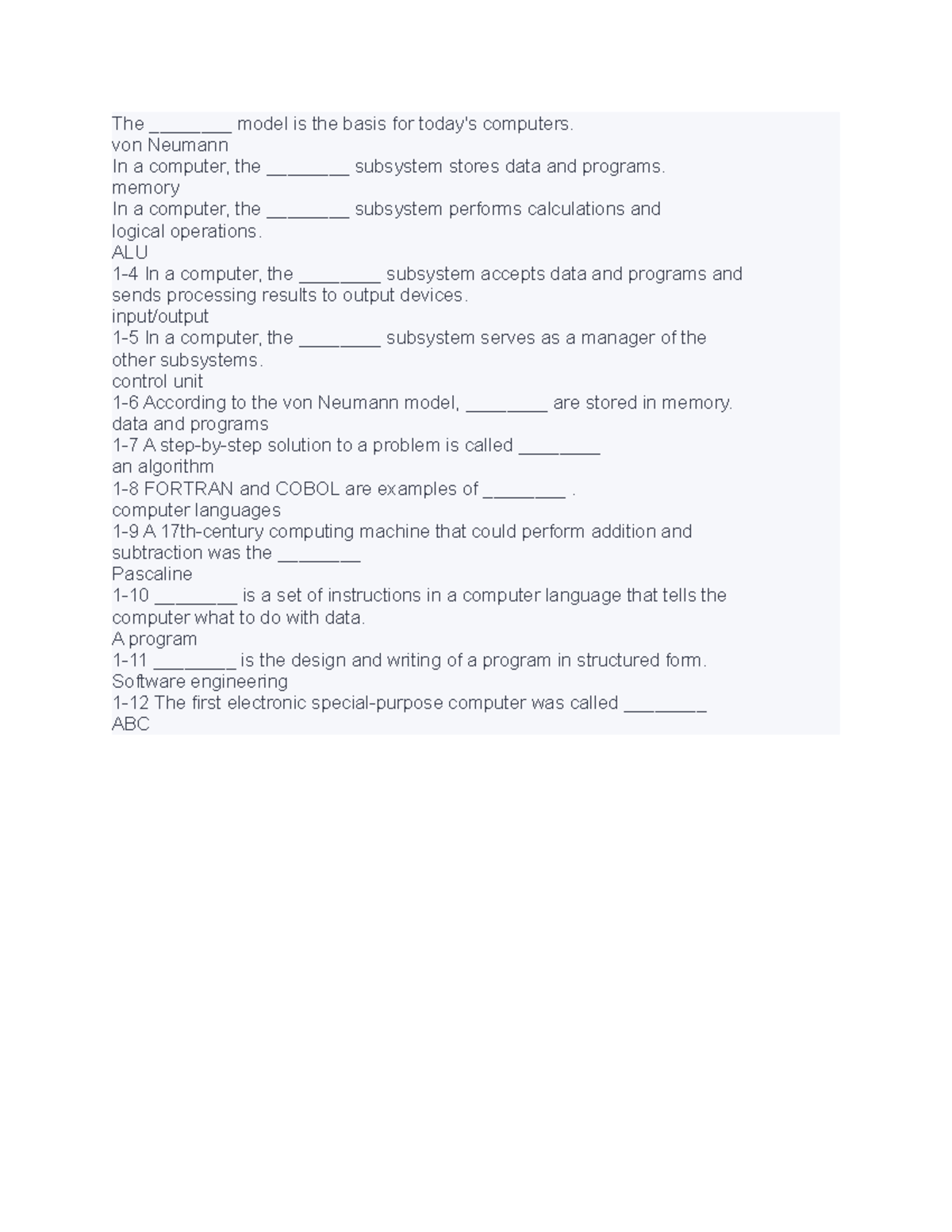 Csi104 Tai Lieu The Model Is The Basis For Todays Computers Von Neumann In A