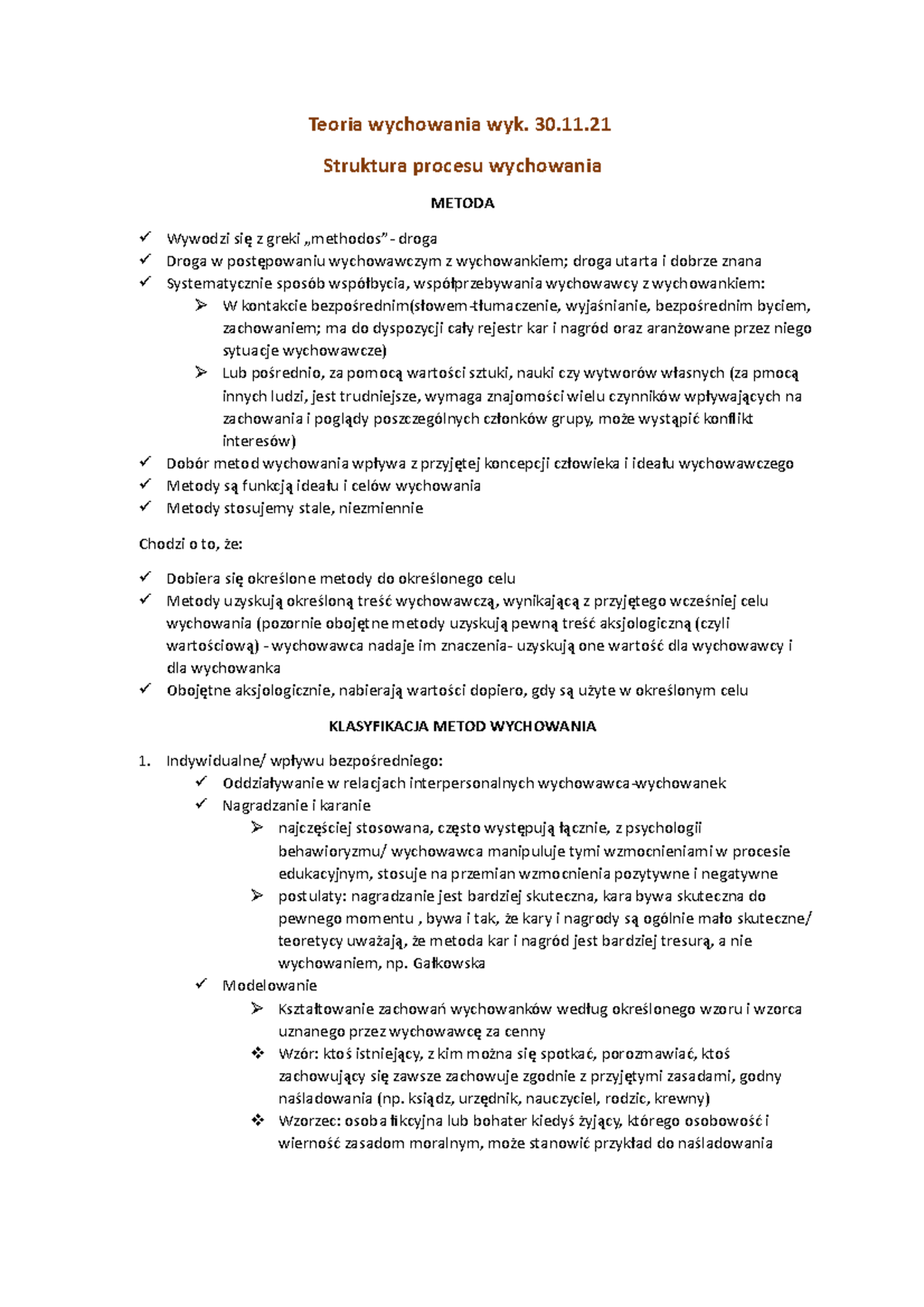 Teoria wychowania Struktura procesu wychowania - Teoria wychowania wyk. 30. Struktura procesu ...