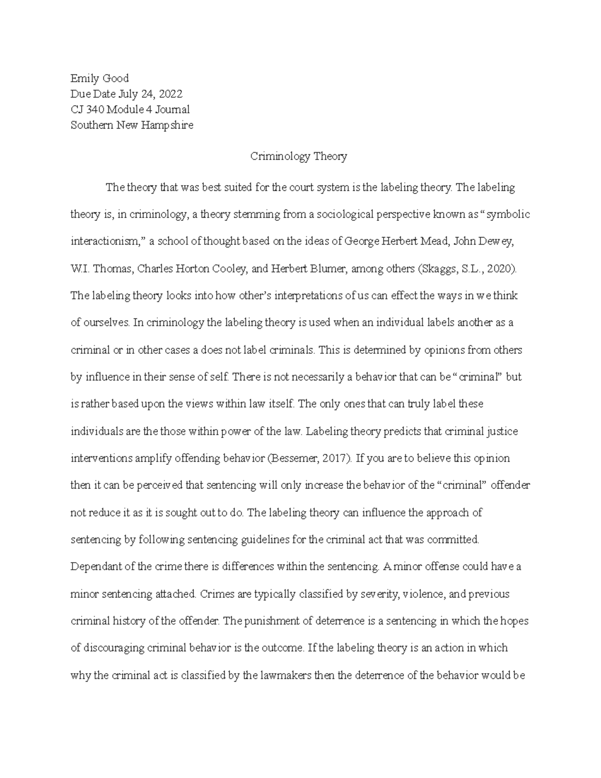 CJ 340 Module 4 Journal - Emily Good Due Date July 24, 2022 CJ 340 ...