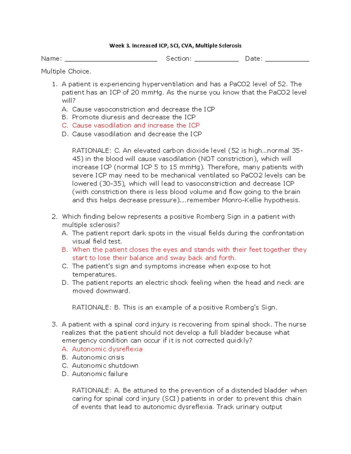 Week 3 Increased Icp Sci Cva Multiple Sclerosis 1 Week 3 Increased Icp Sci Cva Multiple 