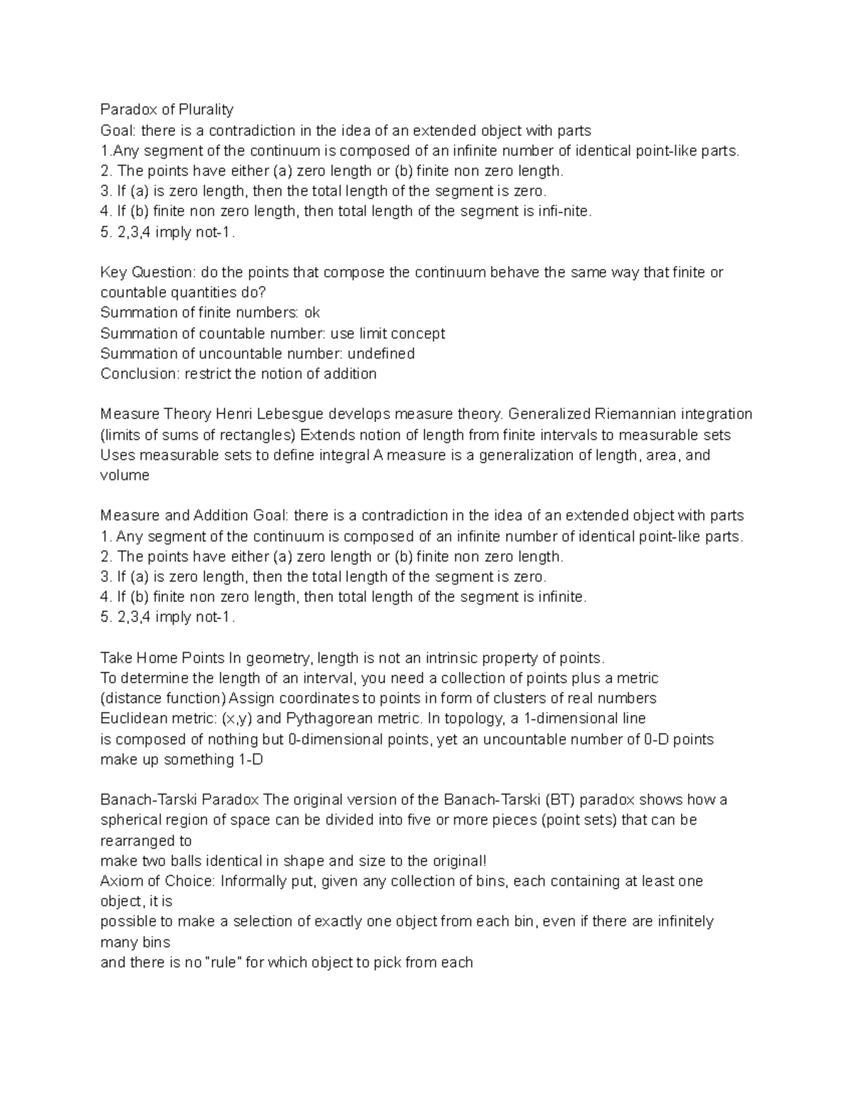 Exam 2 study guide - Paradox of Plurality Goal: there is a contradiction in the idea of an ...