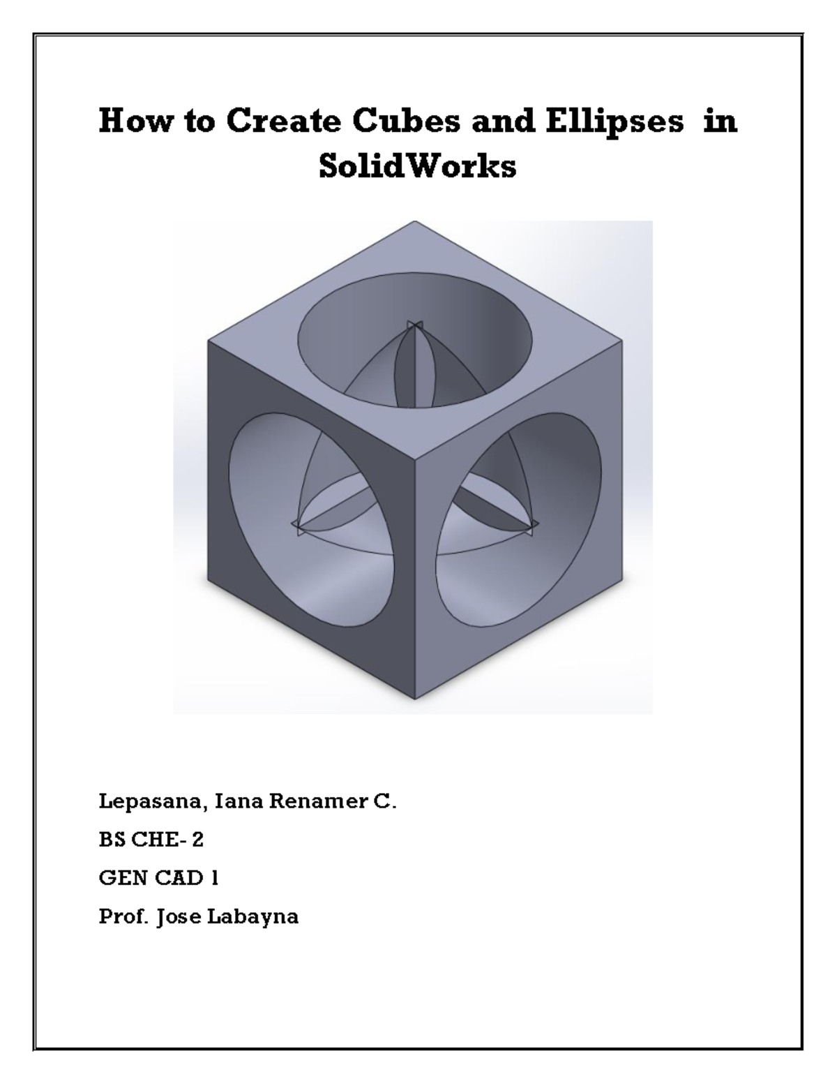 Create Cubes and Ellipses - BS CHE- 2 GEN CAD 1 Prof. Jose Labayna ...