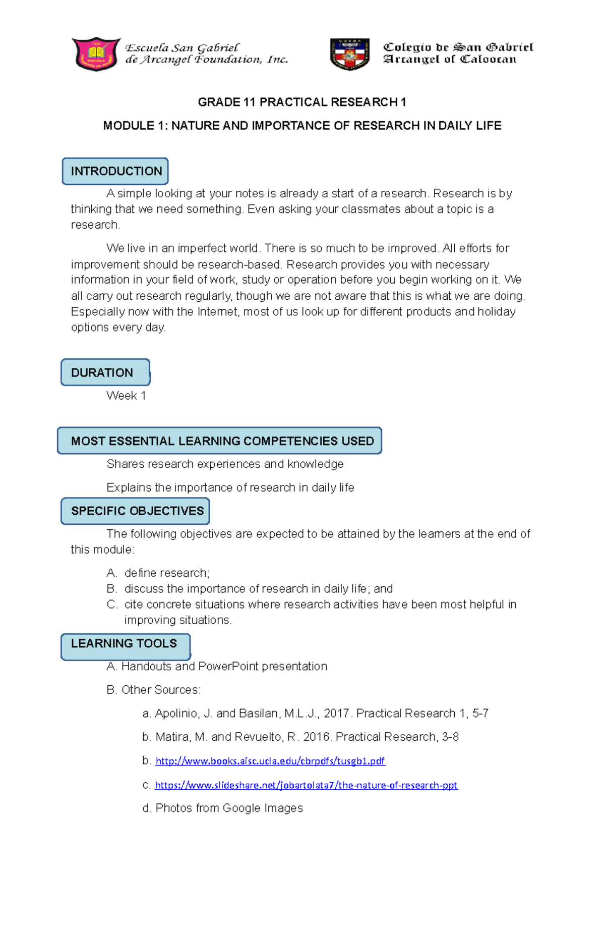 Module 1 Research - GRADE 11 PRACTICAL RESEARCH 1 MODULE 1: NATURE AND IMPORTANCE OF RESEARCH IN ...