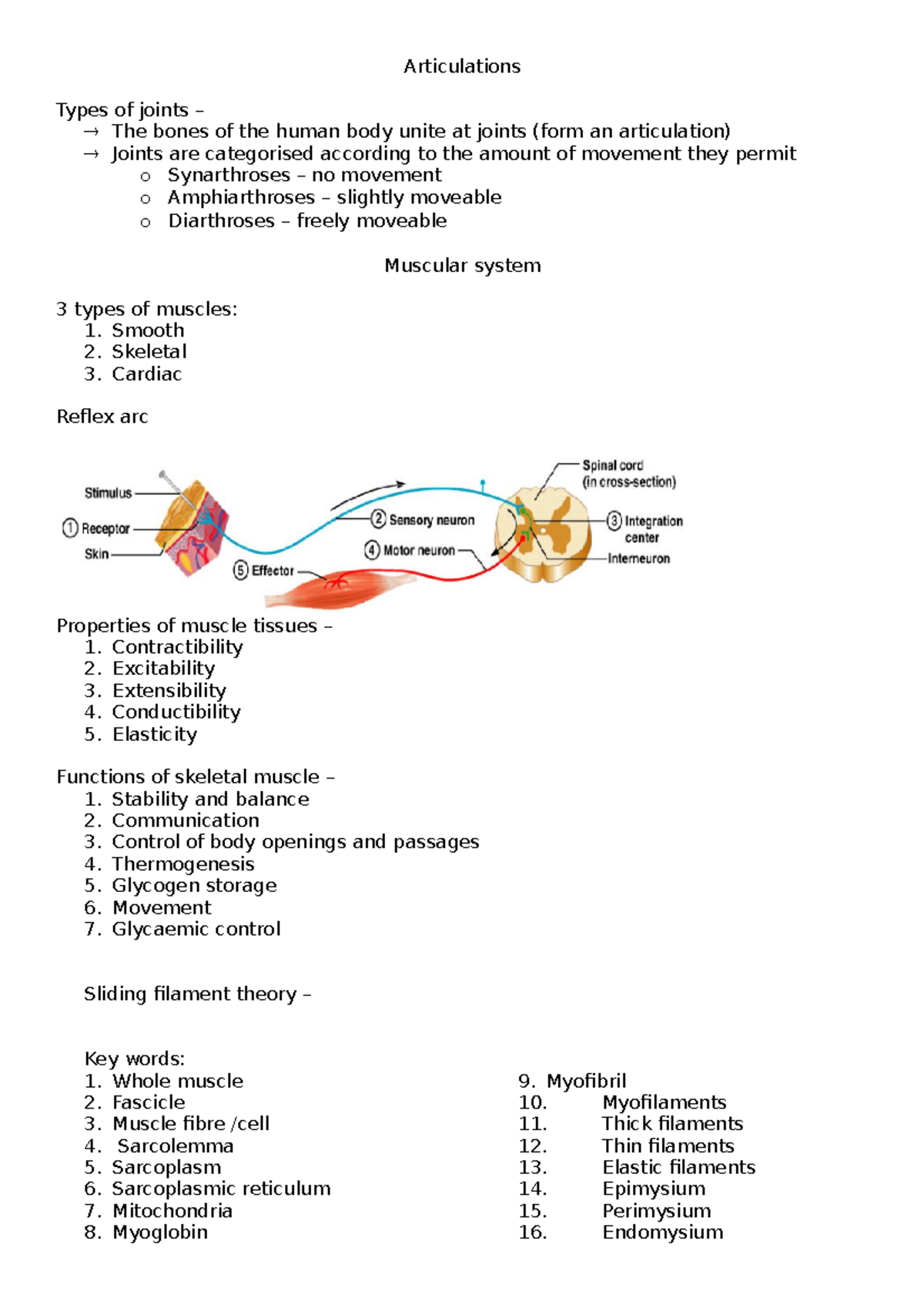 Week 5, 6, 7 - articulations - Articulations Types of joints – The ...