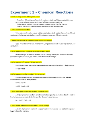 RP 1 group 3 - RP 1 - CHEMISTRY LABORATORY REPORT EXPERIMENT 1 ...