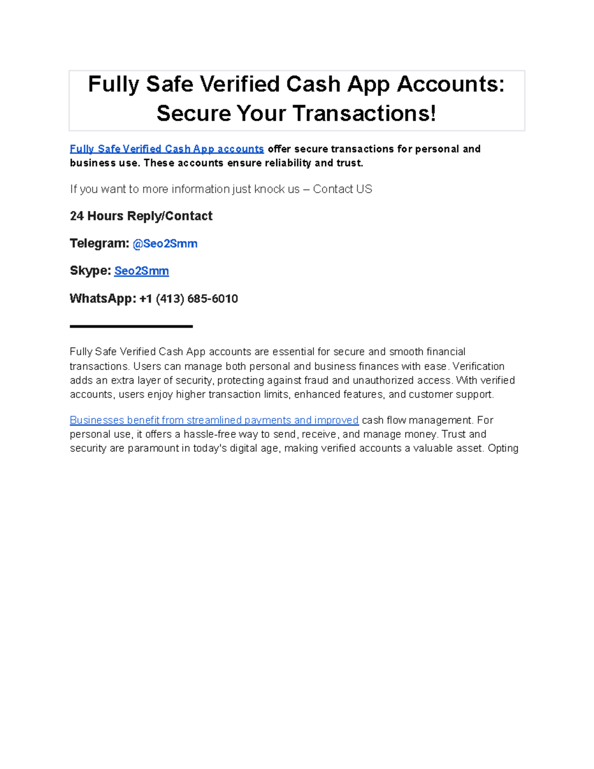 Fully Safe verified Cash App accounts (personal and business) - Fully ...