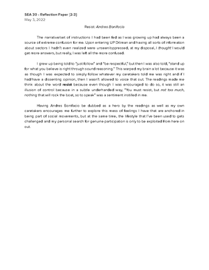 [ SEA 30 ] “Anak” Reflection Paper Dizon - SEA 30 Anak - Reflection ...