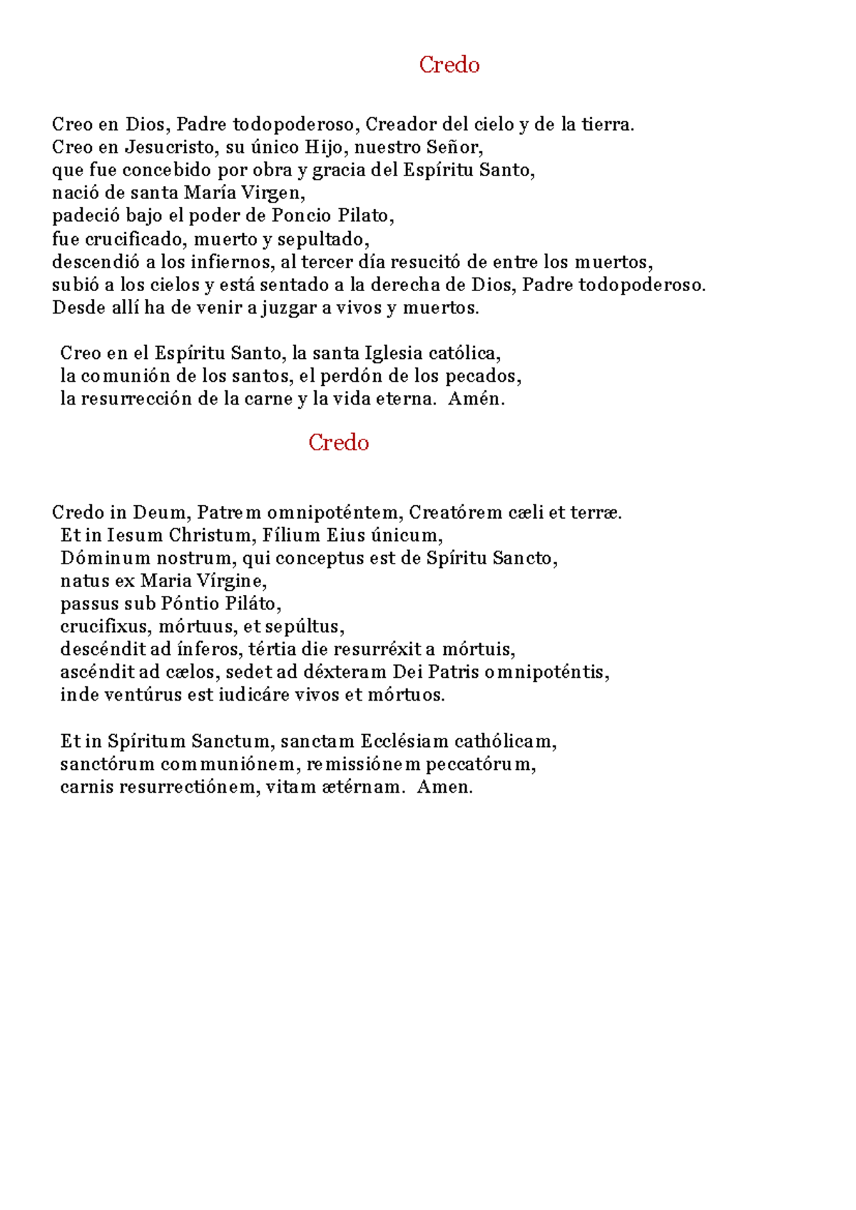 Credo - religion - Credo Creo en Dios, Padre todopoderoso, Creador del ...